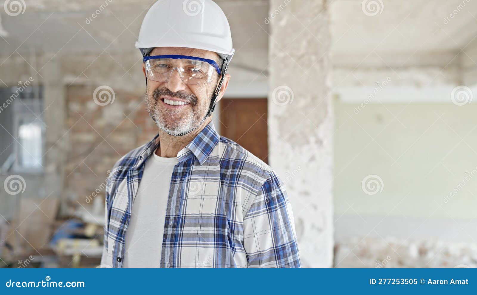 Middle Age Man Builder Smiling Confident Standing at Construction Site ...
