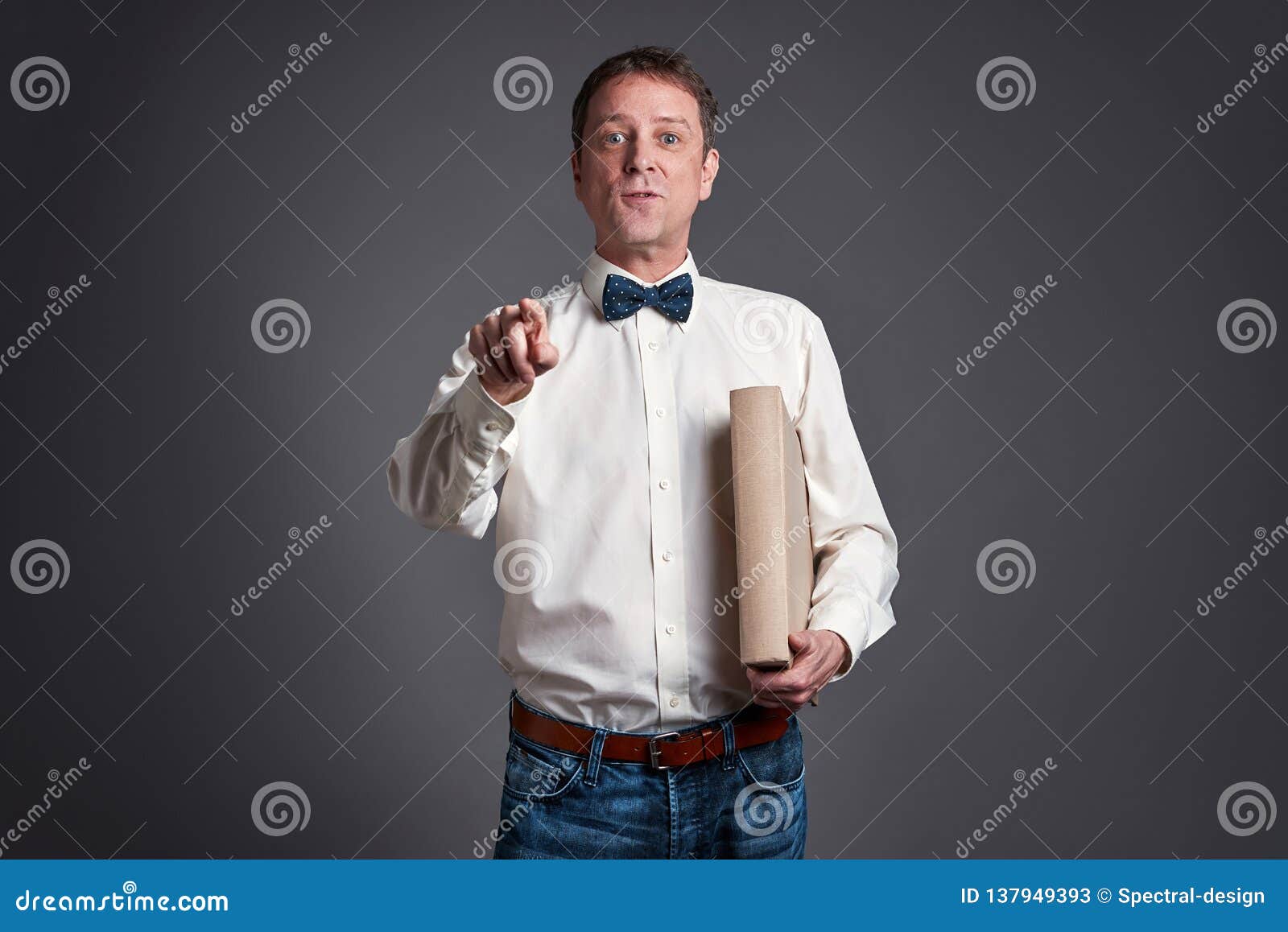 Professor pointing stock image. Image of bowtie, face - 137949393