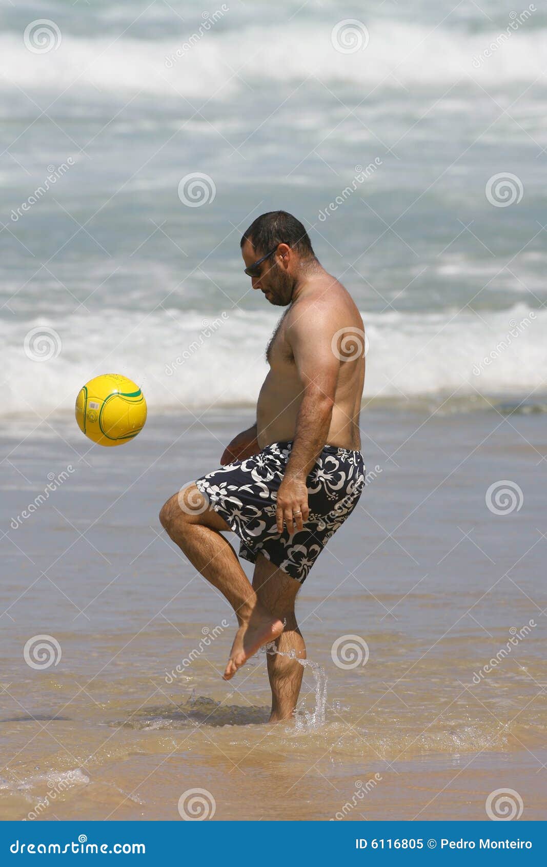 Middle Age Man Playing with a Ball Stock Image - Image of person, kick ...