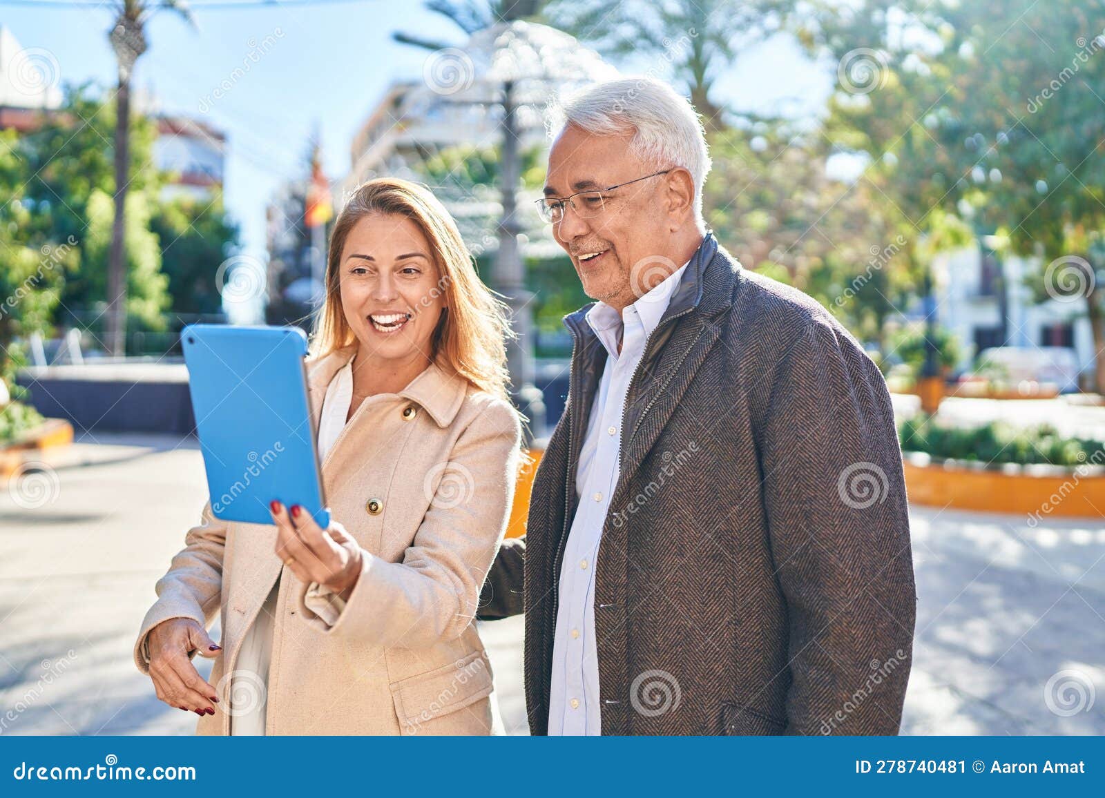 Middle Age Man And Woman Couple Smiling Confident Having Video Call At