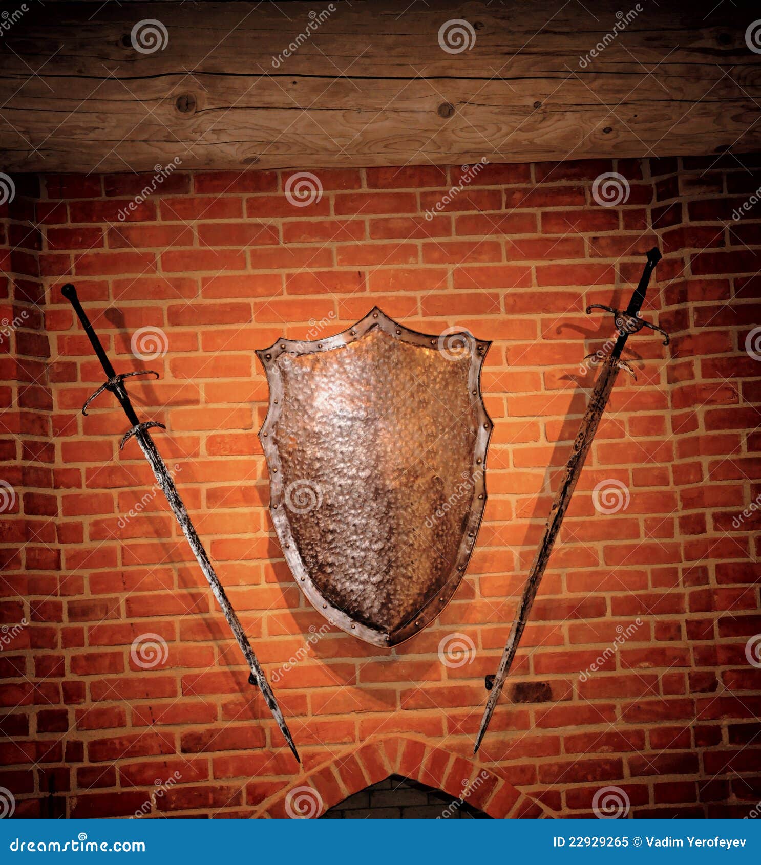 Middle Age Metallic Shield and Two Swords Stock Image - Image of blade ...