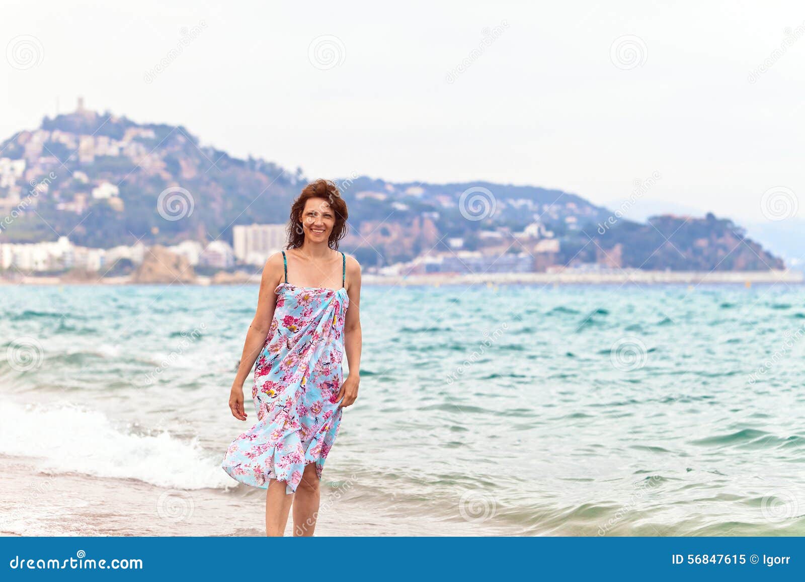 Middle Age Woman on Mediterranean Coast of Spain Stock Image - Image of ...