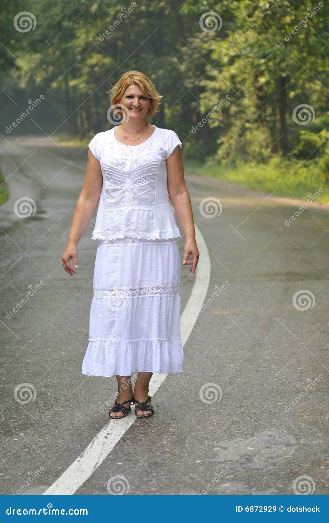 Middle age woman walk stock image. Image of healthy, outside - 6872929