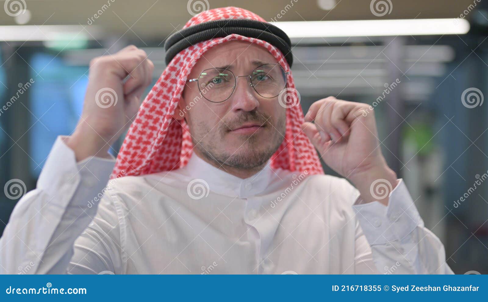 Middle Aged Arab Man Dancing Stock Image - Image of employee, laughing ...