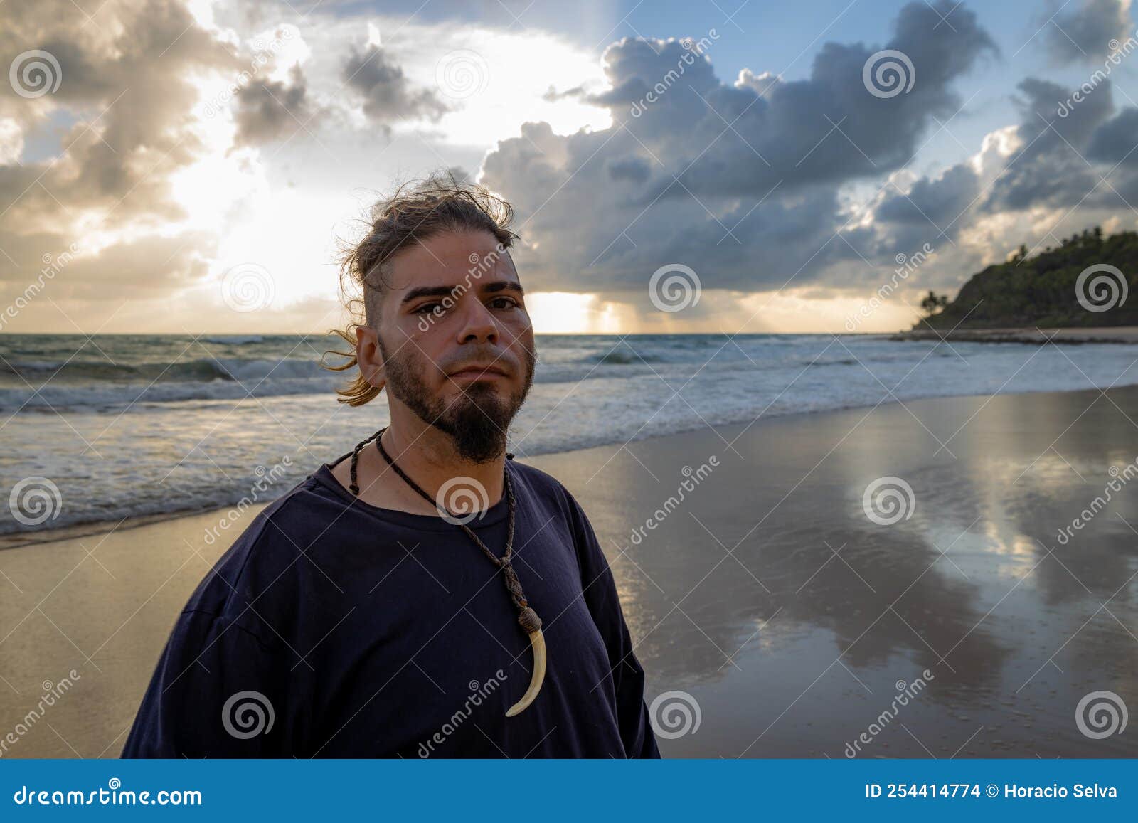 Middle-aged Bearded Man on the Beach during Sunrise Stock Photo - Image ...
