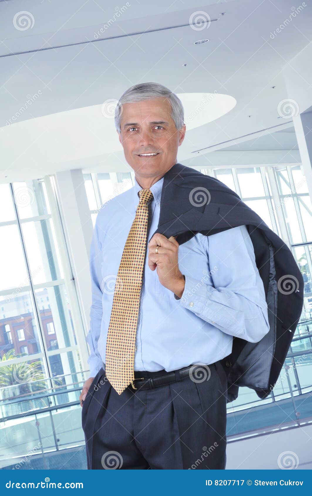 Middle Aged Businessman in Lobby Jacket Shoulder Stock Image - Image of ...