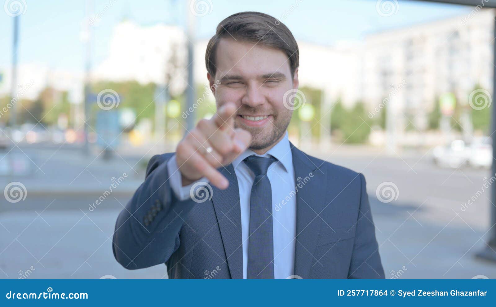 Businessman Pointing at the Camera Outdoor Stock Photo - Image of ...