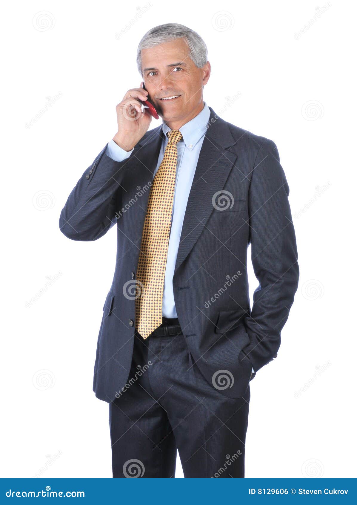Middle Aged Businessman Talking on Cell Phone Stock Photo - Image of ...