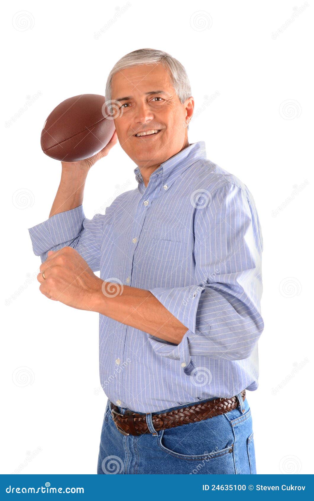 Middle Aged Businessman Throwing Football Stock Photo - Image of ...
