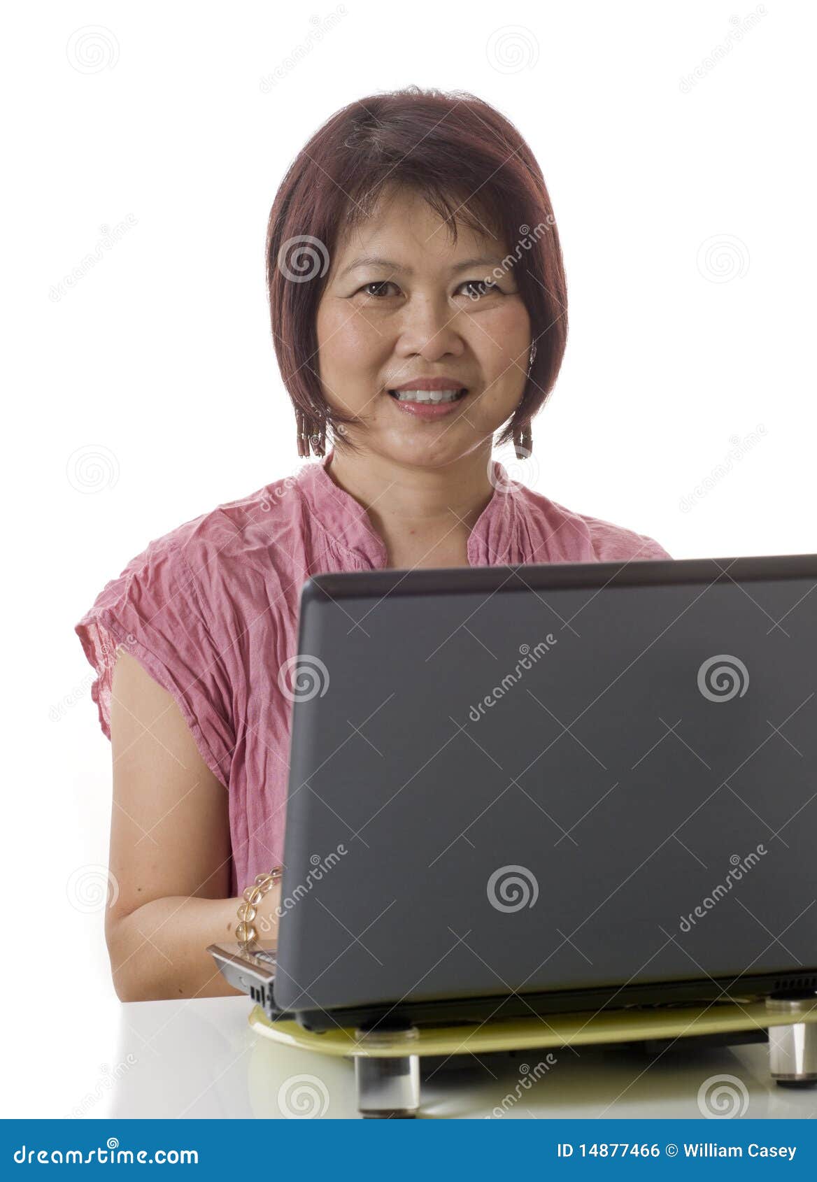 Middle Aged Businesswoman with Computer Stock Photo - Image of females ...