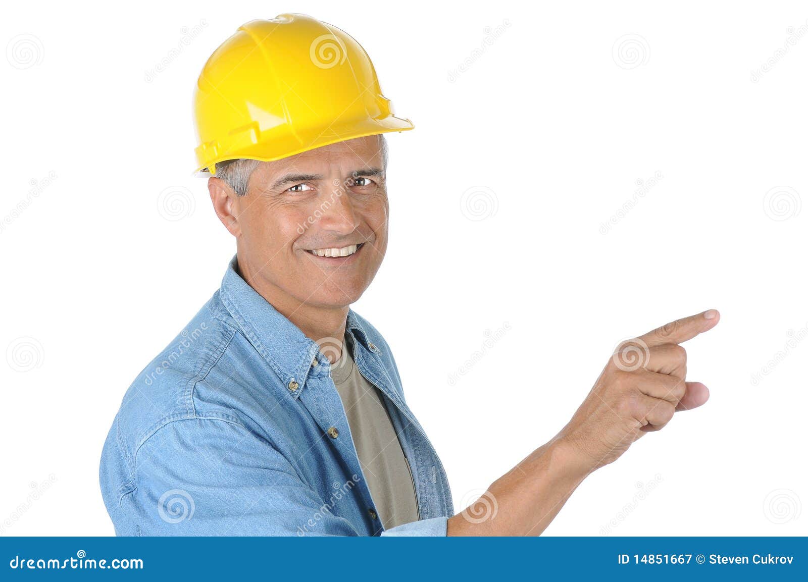Middle Aged Construction Worker Pointing Stock Image - Image of years ...
