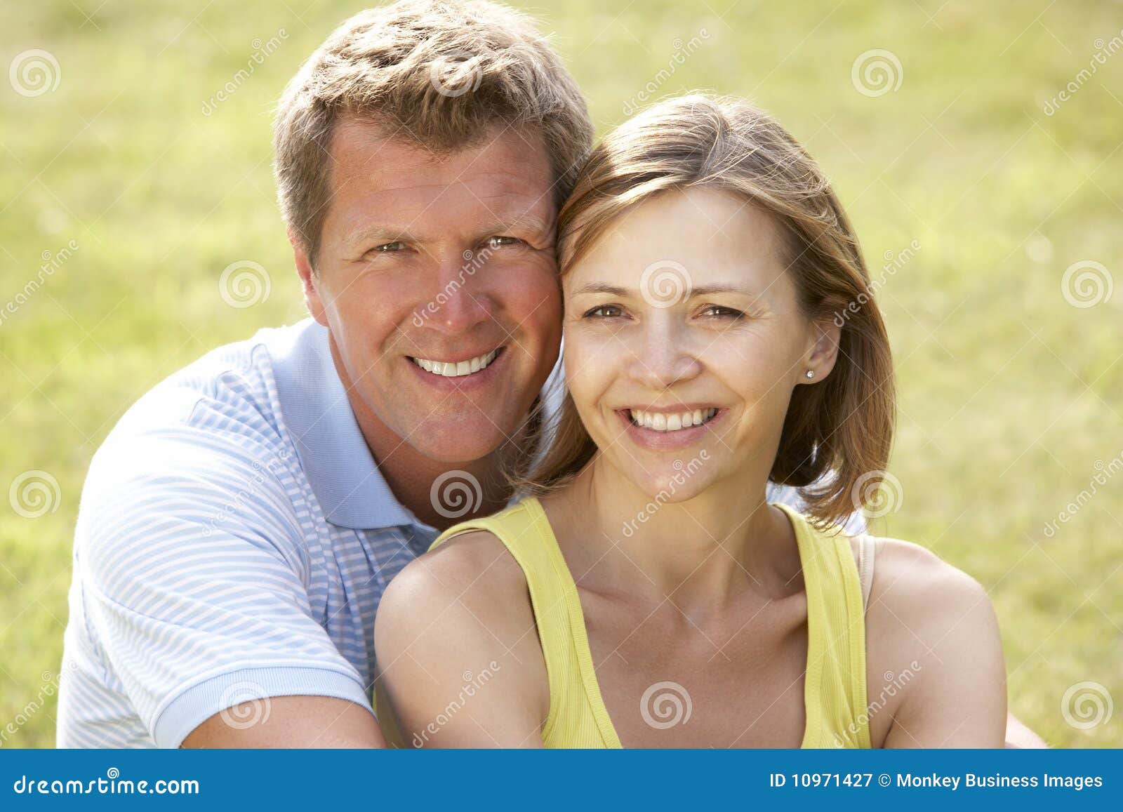 Middle Aged Couple Having Fun in Countryside Stock Image - Image of ...