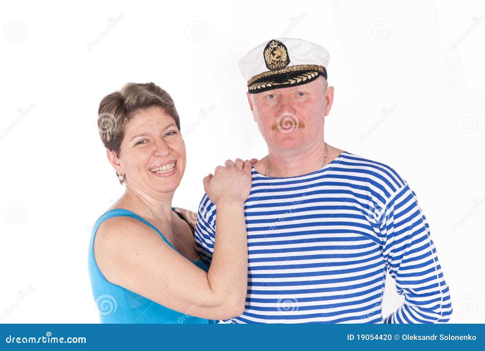 Middle Aged Couple Posing As Sailors Stock Photo - Image of affection ...