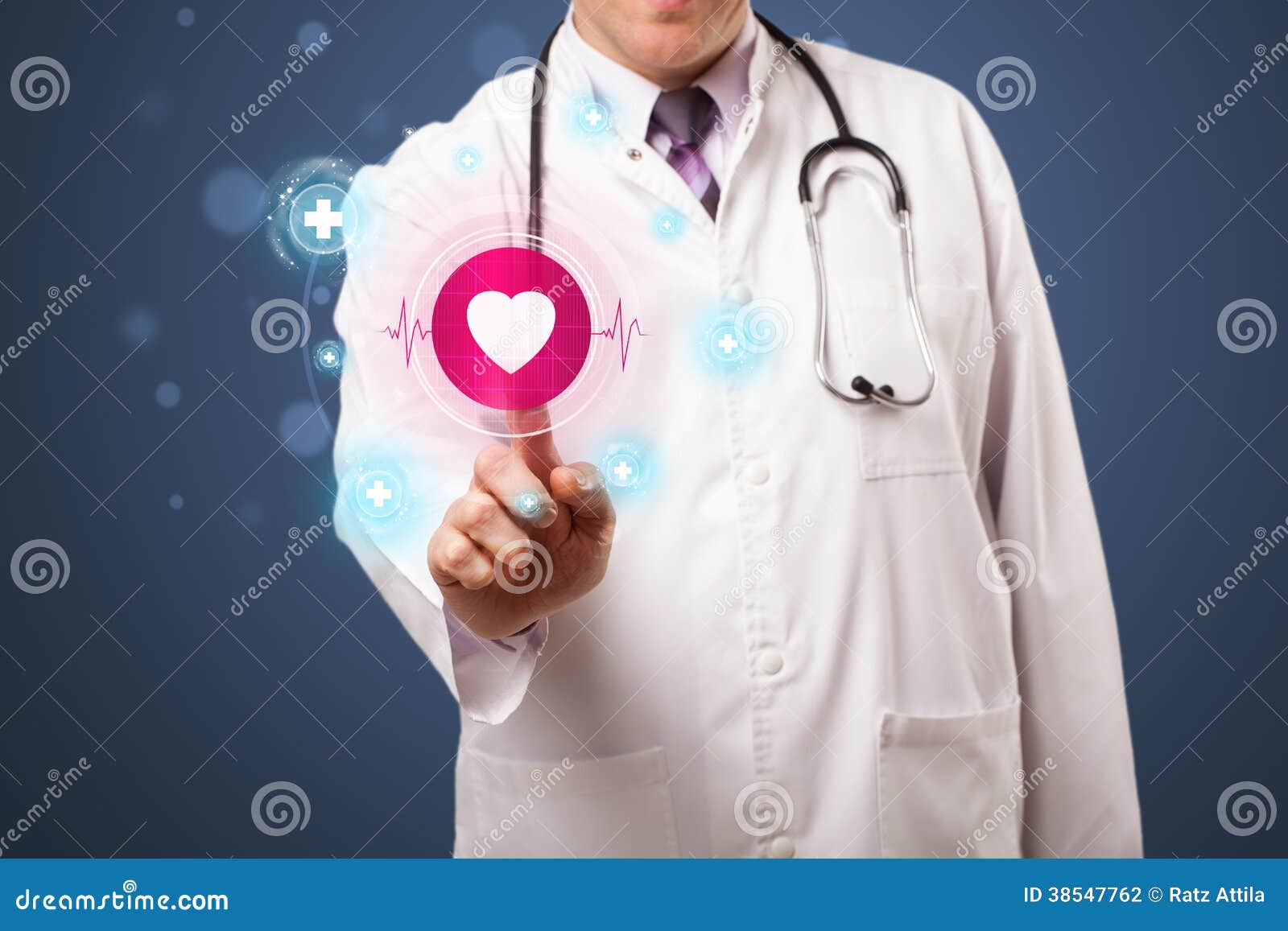 Middle Aged Doctor Pressing Modern Medical Type of Button Stock Photo ...