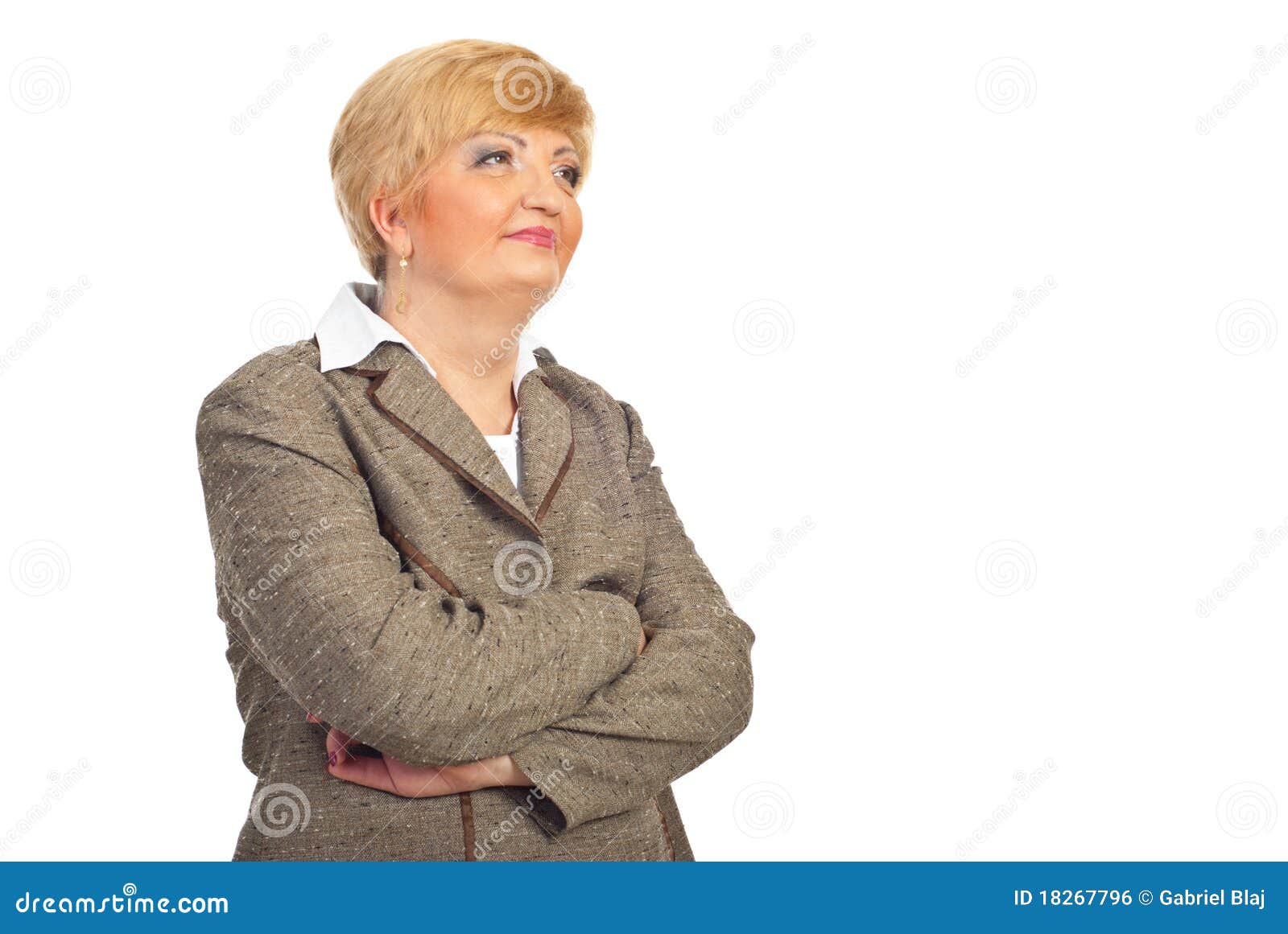 Middle Aged Executive Woman Looking Away Stock Photo - Image of ...