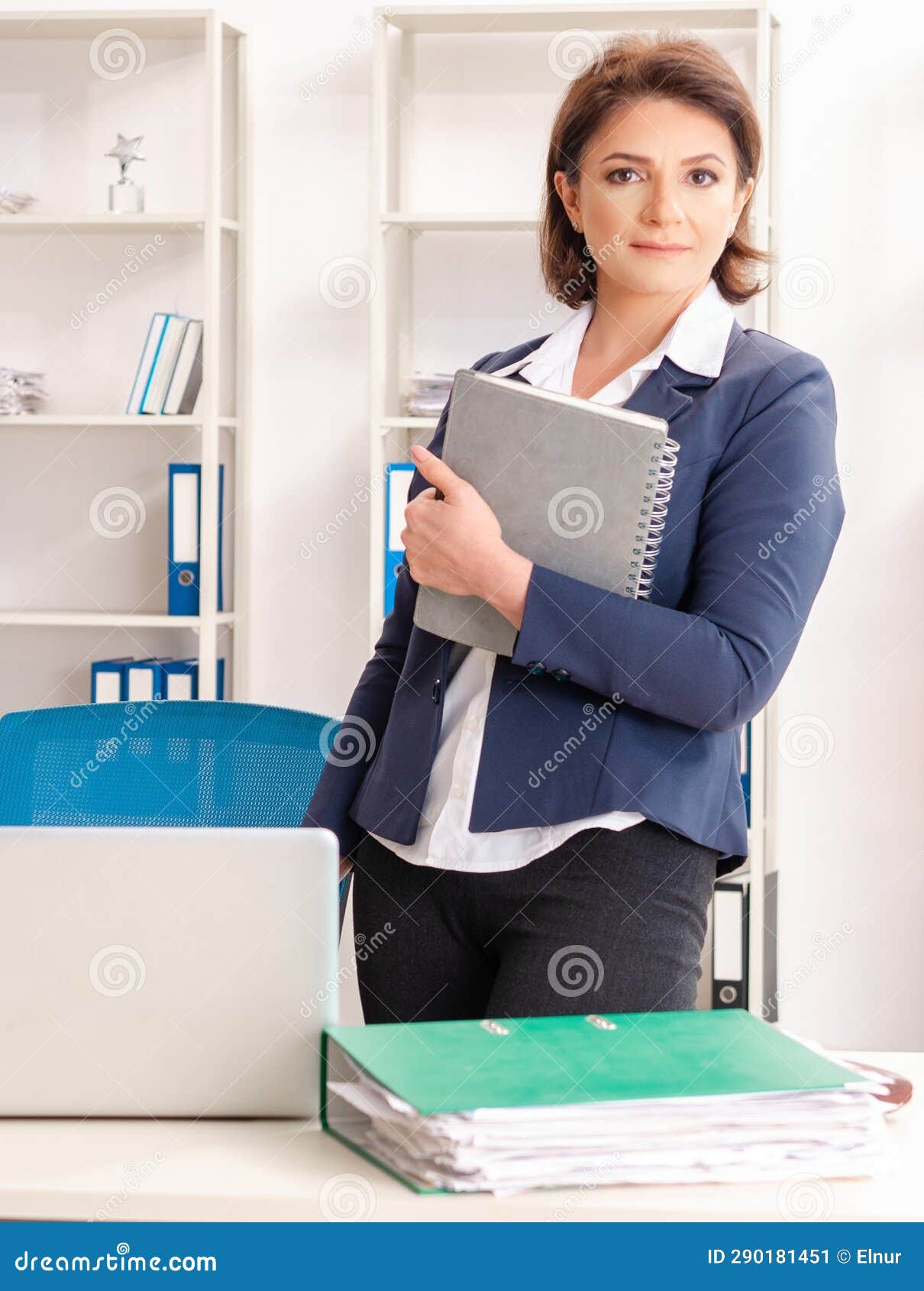 Middle-aged Female Employee Sitting at the Office Stock Image - Image ...