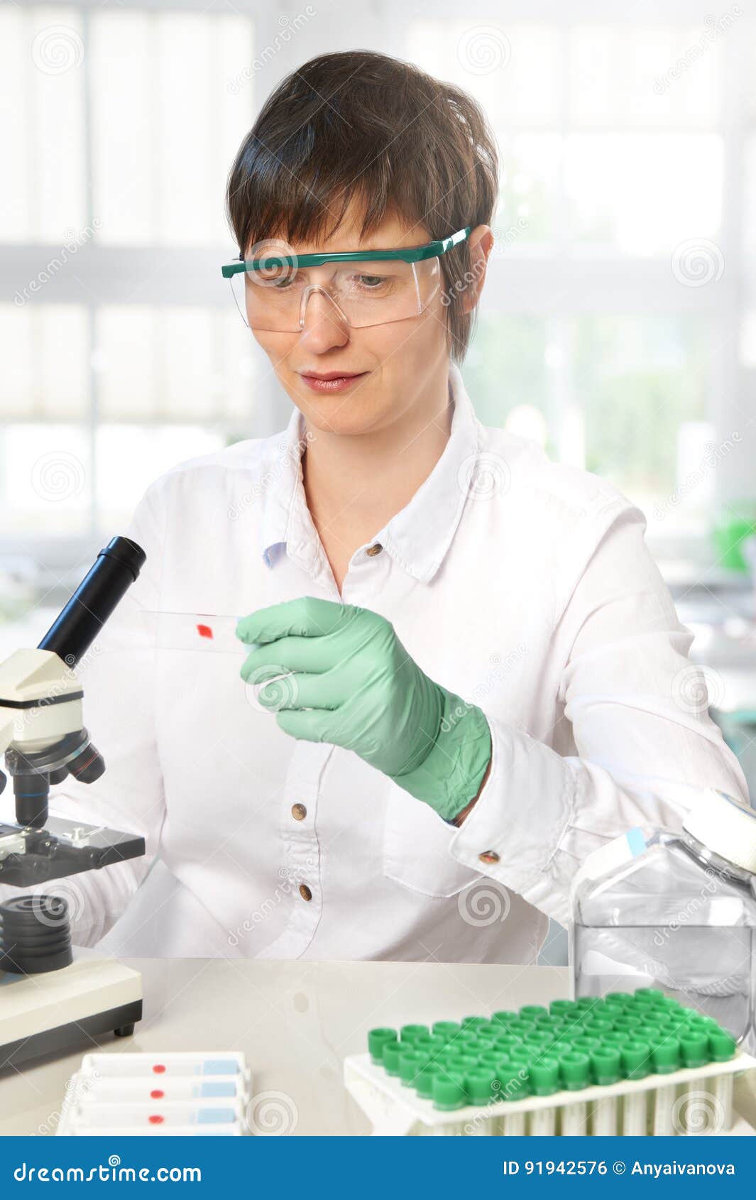 Middle-aged Female Scientist Works in the Laboratory Stock Photo ...