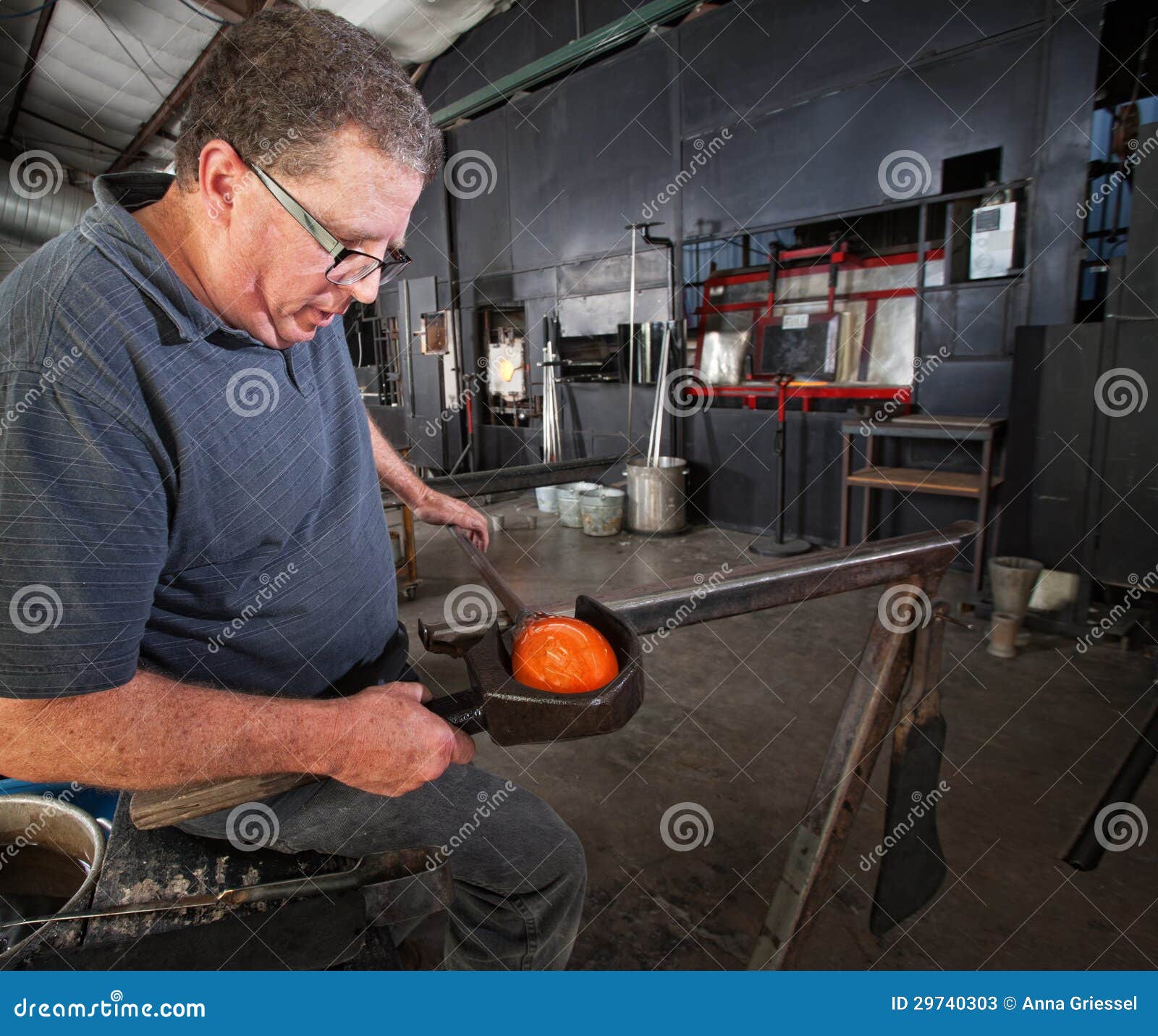 Glass Worker Clamping Glass Stock Image - Image of caucasian, iron ...