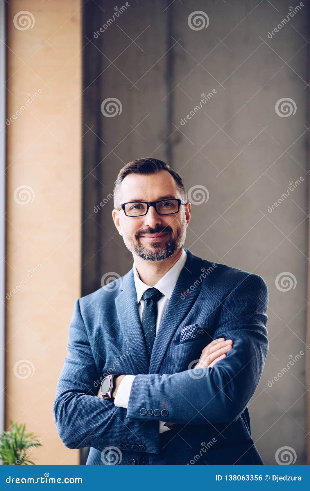 Middle Aged Handsome Businessman in Suit at Office Stock Photo - Image ...