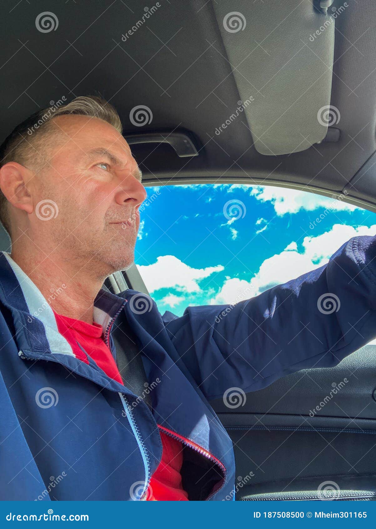 Middle Aged Man Driving a Car Stock Photo - Image of serious, middle ...