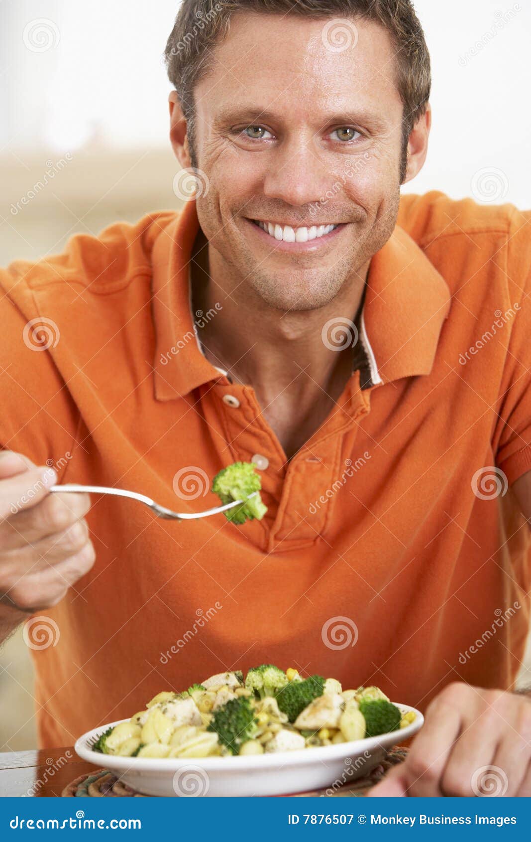 Middle Aged Man Eating a Healthy Meal Stock Image - Image of looking ...