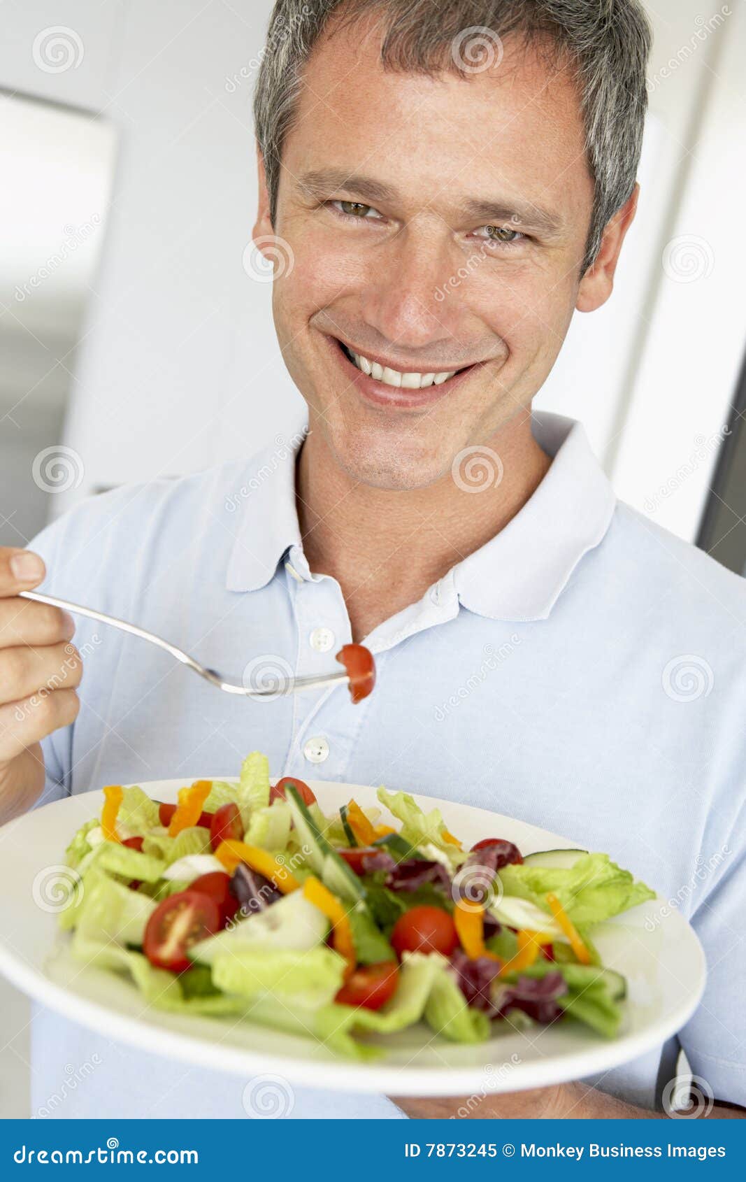 Middle Aged Man Eating a Healthy Salad Stock Image - Image of portrait ...