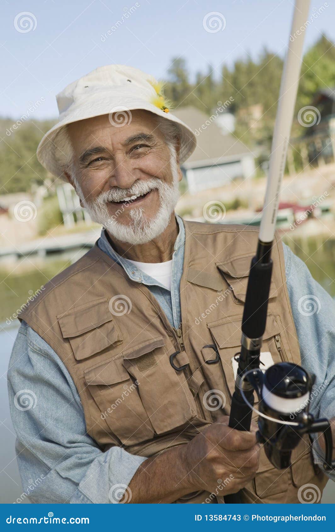 Middle-aged man fishing stock image. Image of smiling - 13584743