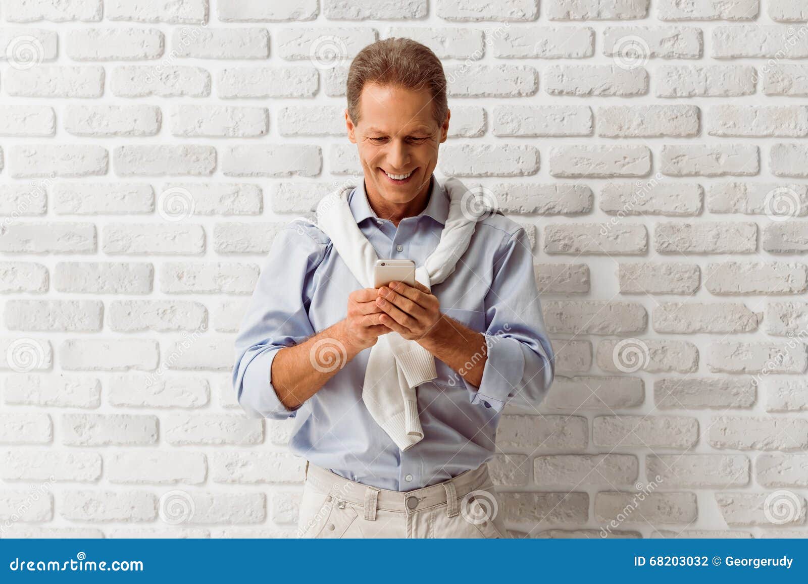 Middle Aged Man with Gadget Stock Photo - Image of lifestyle, caucasian ...