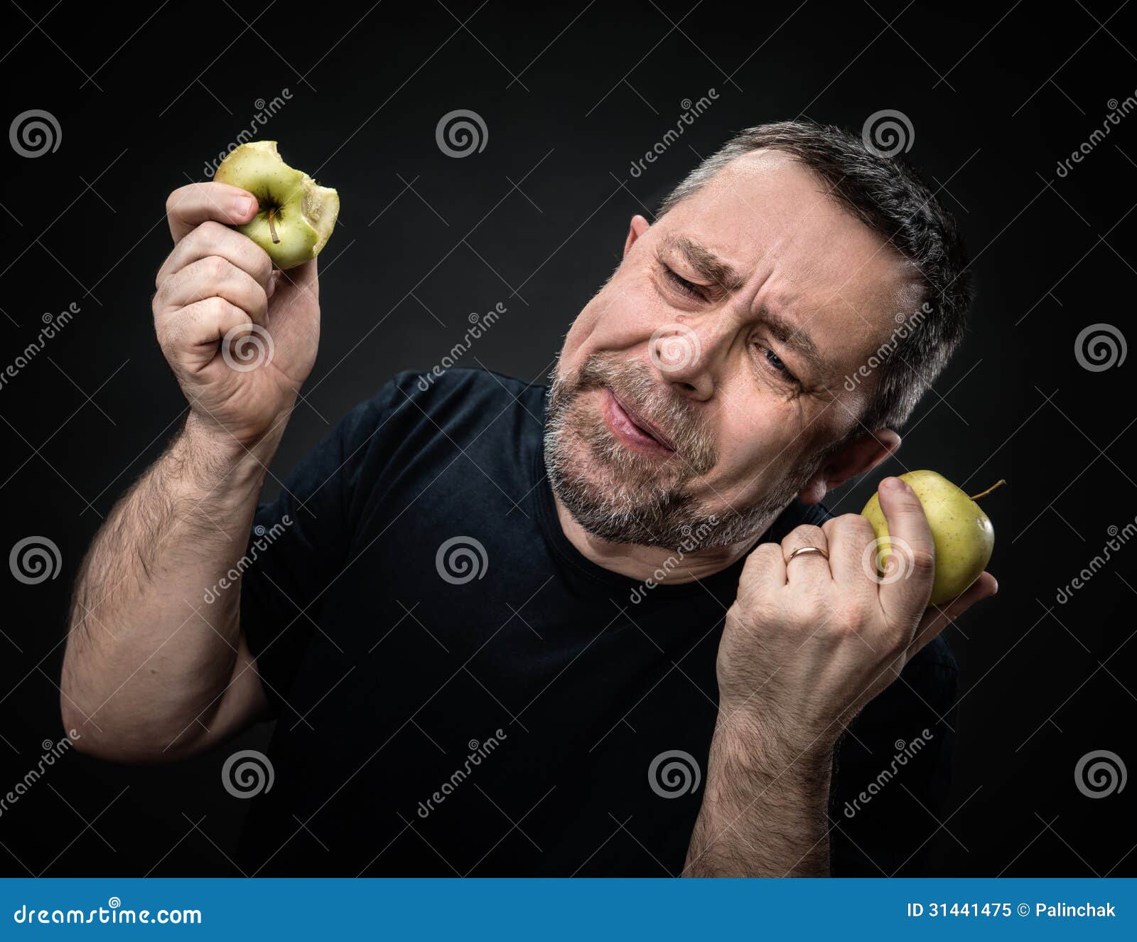 Middle-aged Man with a Green Apples Stock Image - Image of fresh ...