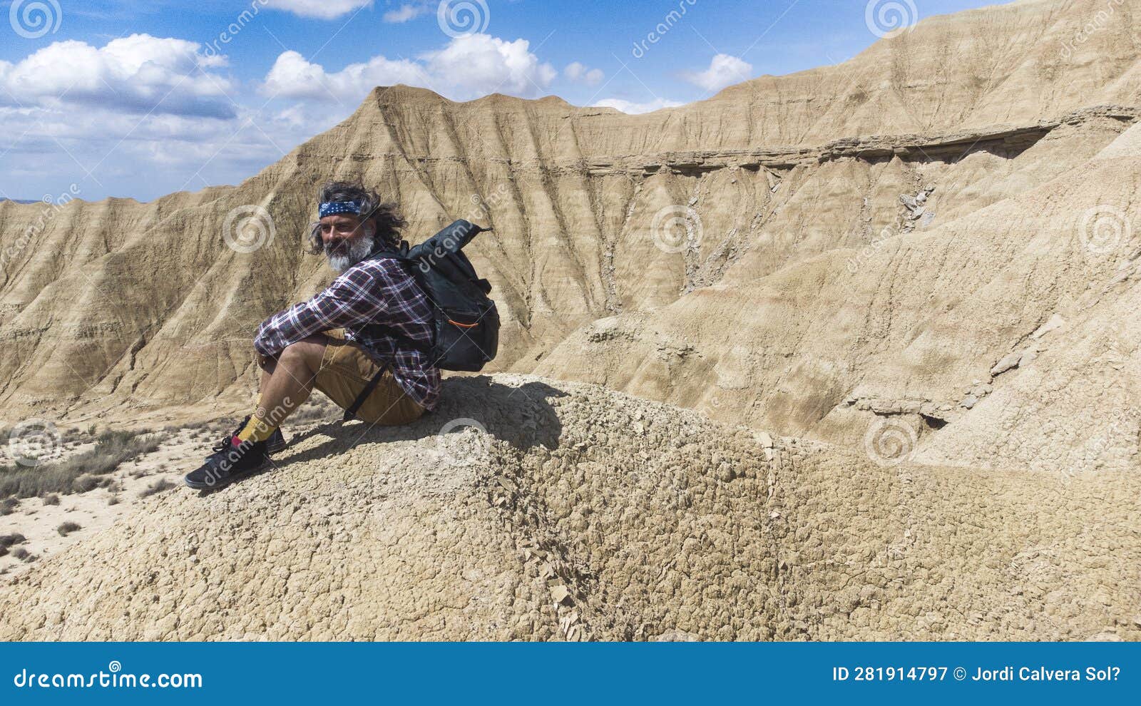 Middle-aged Man Hiking in a Desert Natural Park Stock Image - Image of ...