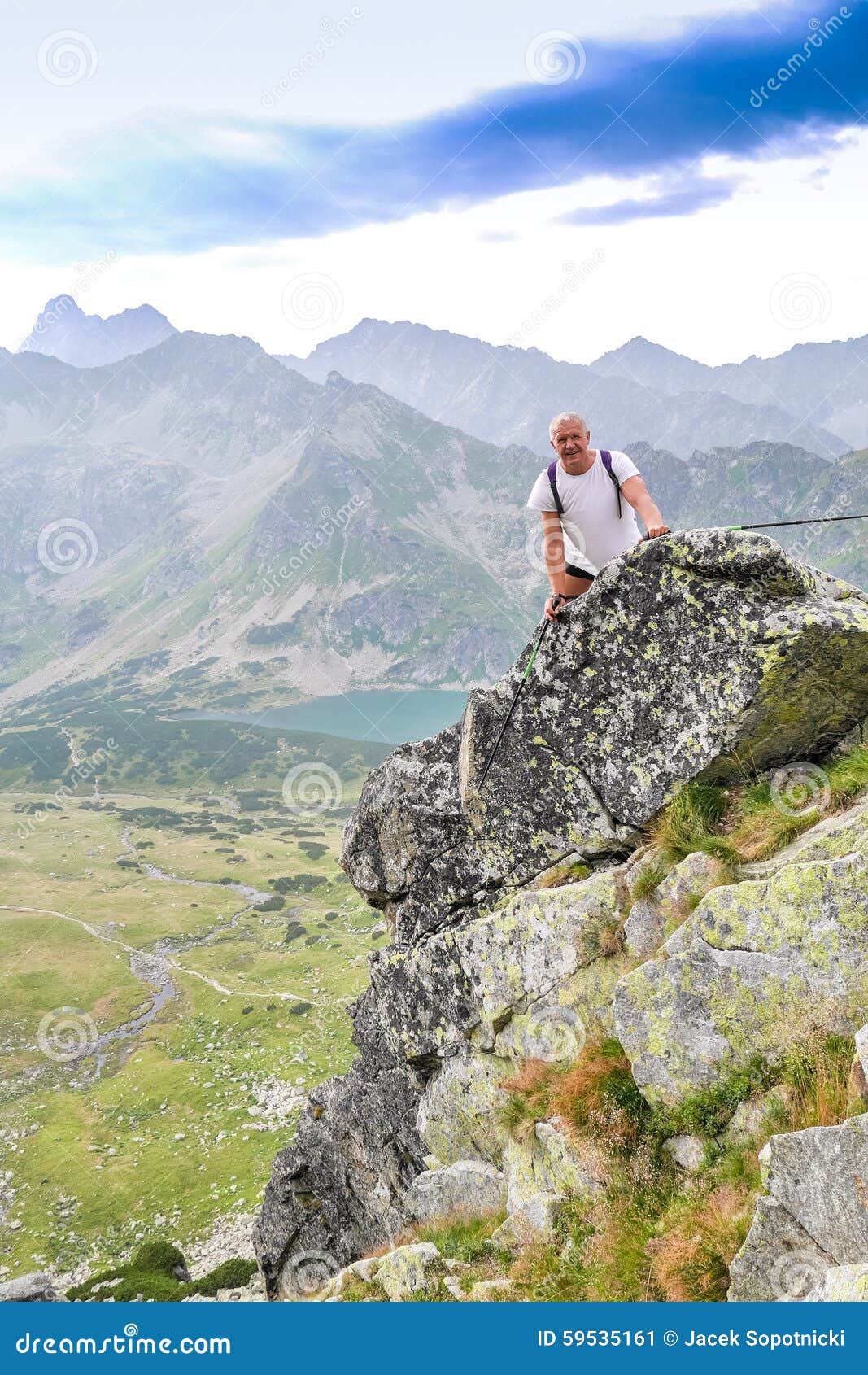 Middle Aged Man Hiking in the Mountains Stock Image - Image of extreme ...