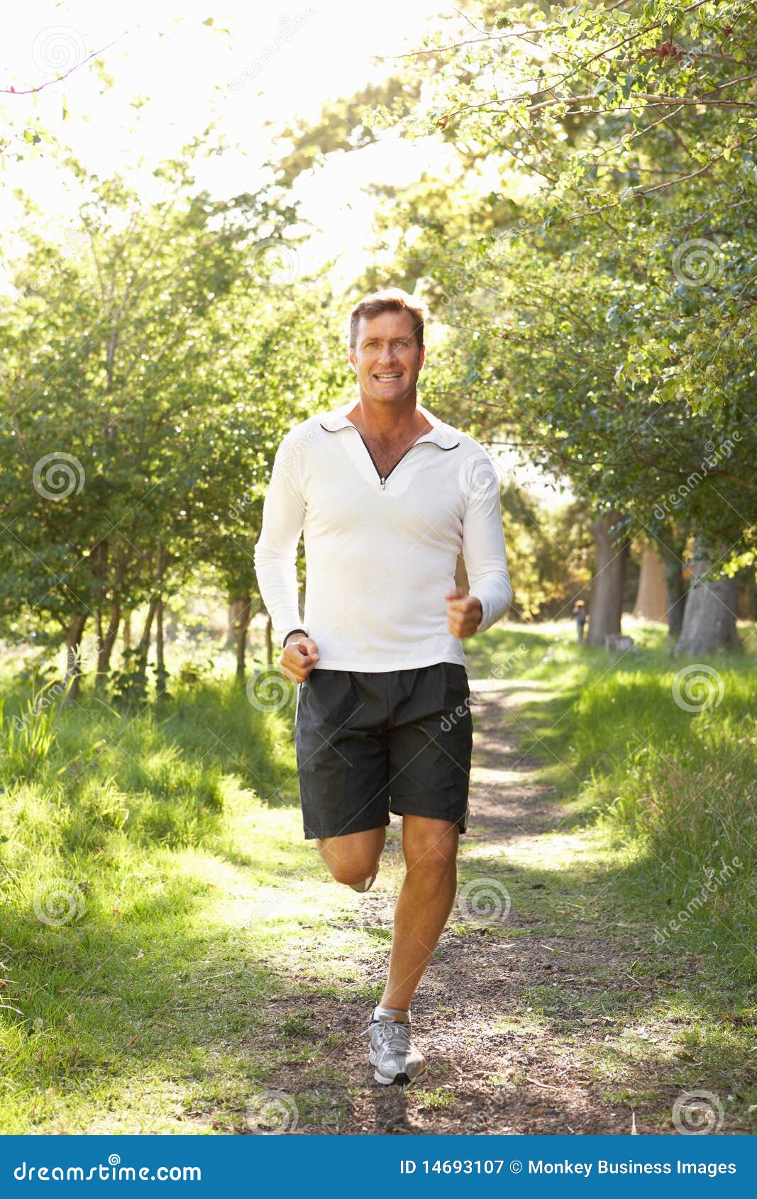 Middle Aged Man Jogging in Park Stock Image - Image of countryside ...