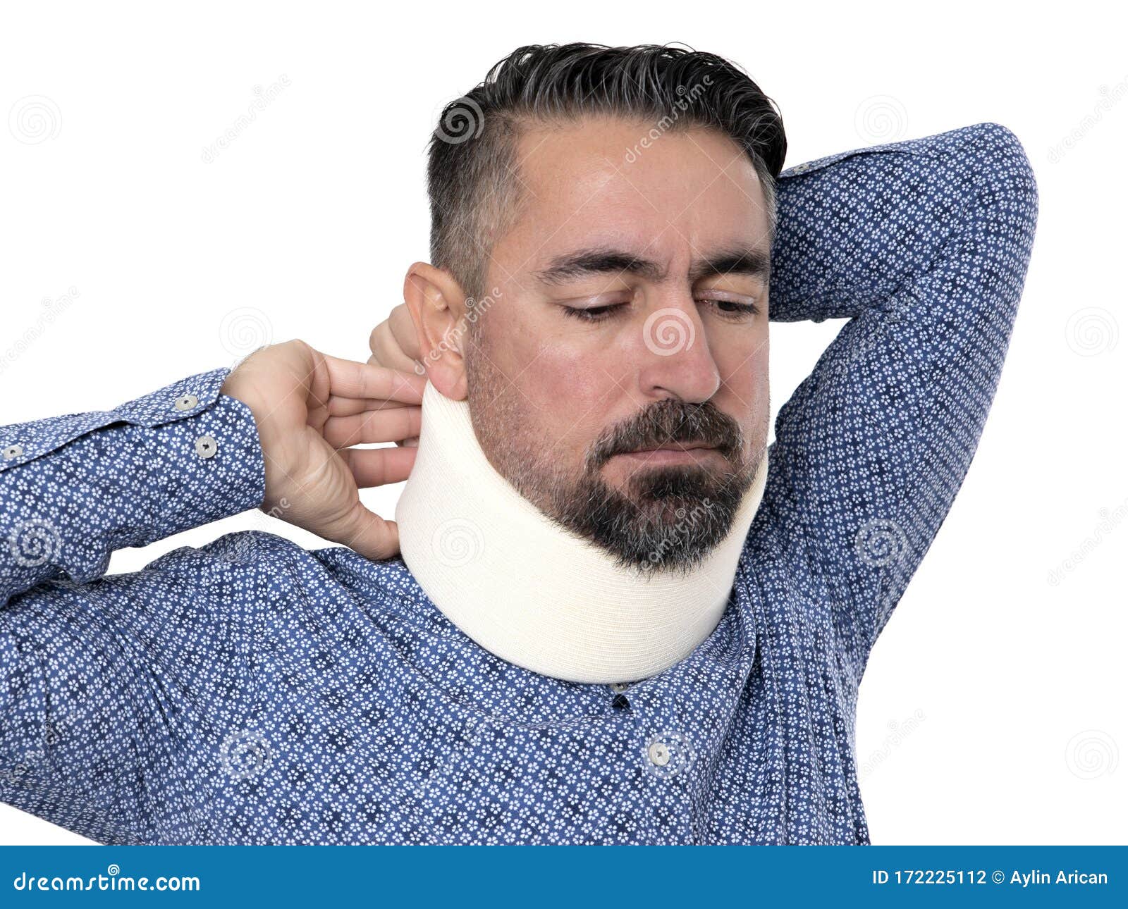 Middle Aged Man with a Neck Brace Stock Photo - Image of hernia, pain ...