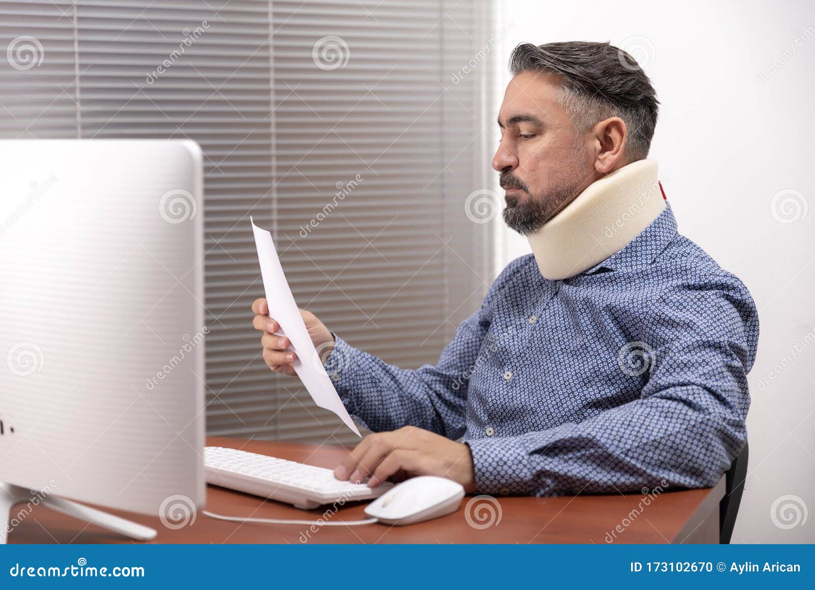 Middle Aged Man with a Neck Brace Stock Photo - Image of male, mature ...