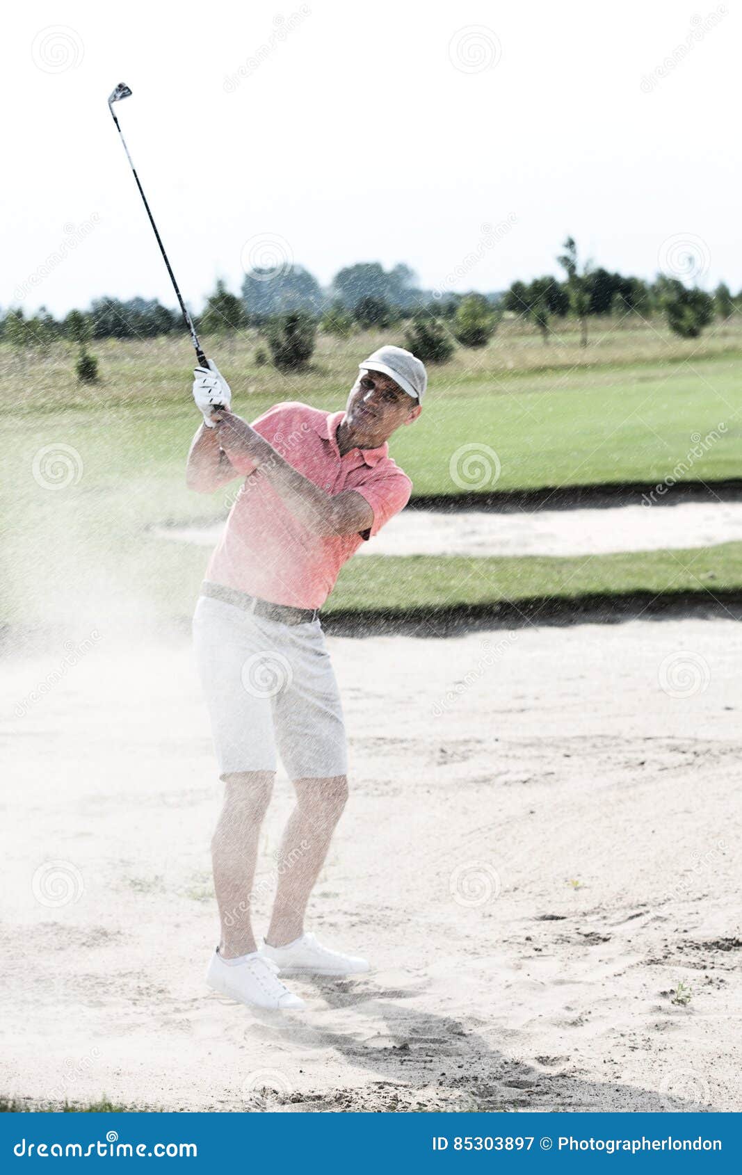 Middle-aged Man Playing at Golf Course Stock Image - Image of people ...