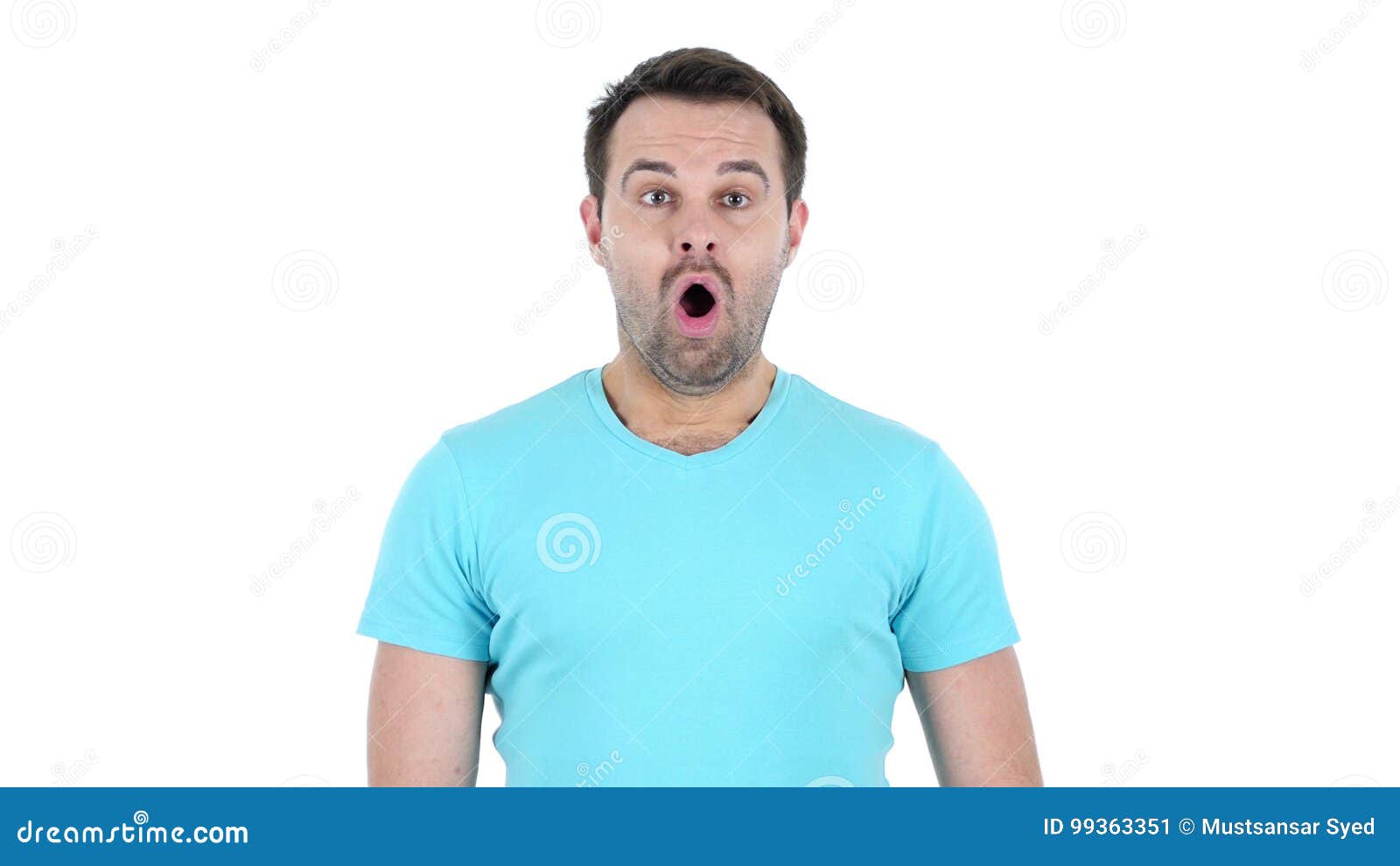 Middle Aged Man in Shock, White Background Stock Image - Image of ...
