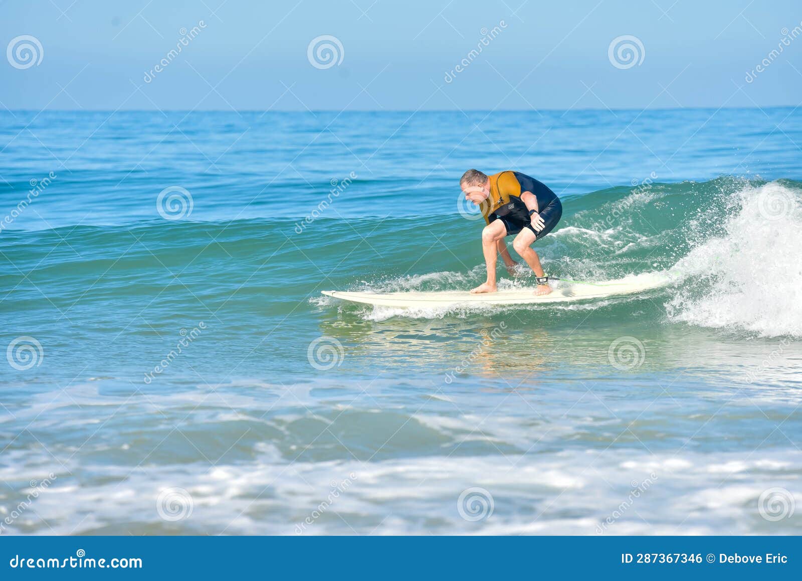 Middle-aged Man Surfing the Ocean Waves Stock Photo - Image of senior ...