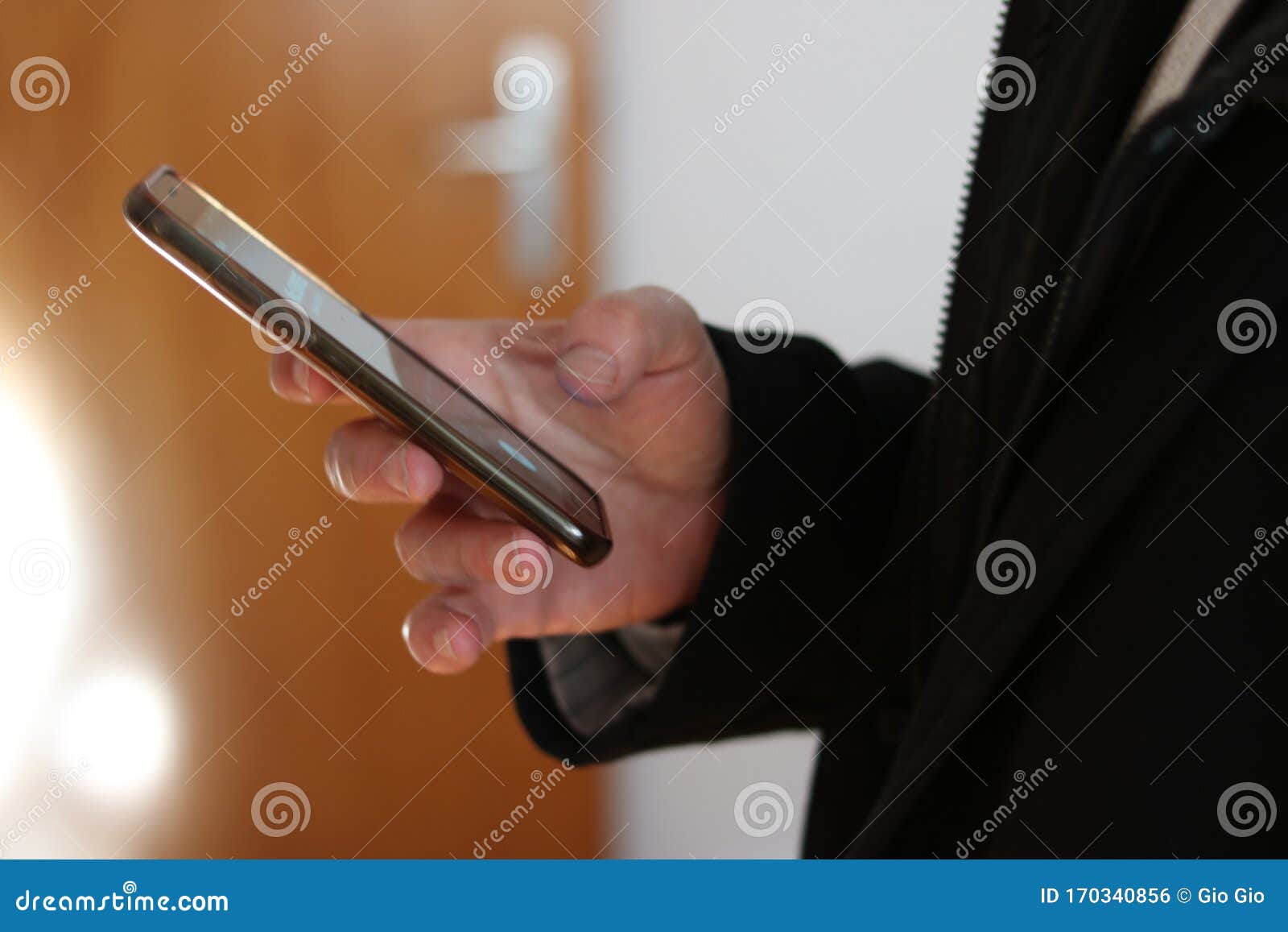 Man Using Smartphone Focus on Hand Stock Photo - Image of chat, focus ...