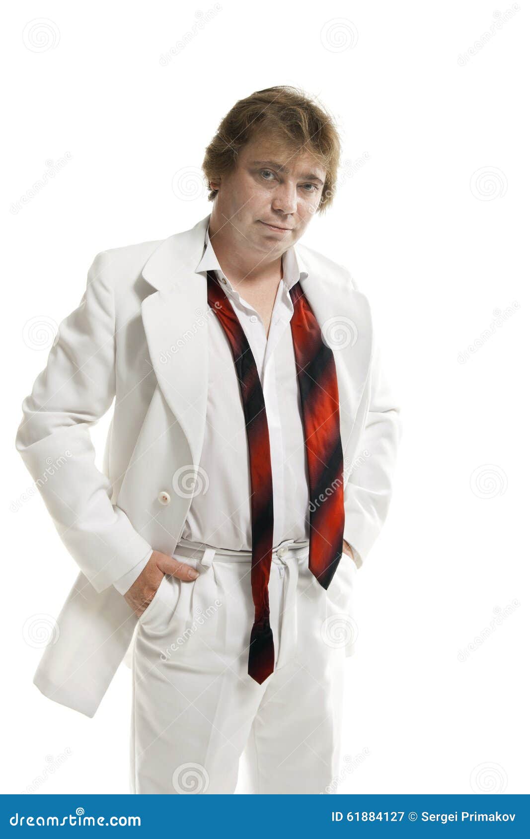 Middle-aged Man in a White Suit Stock Image - Image of executive ...