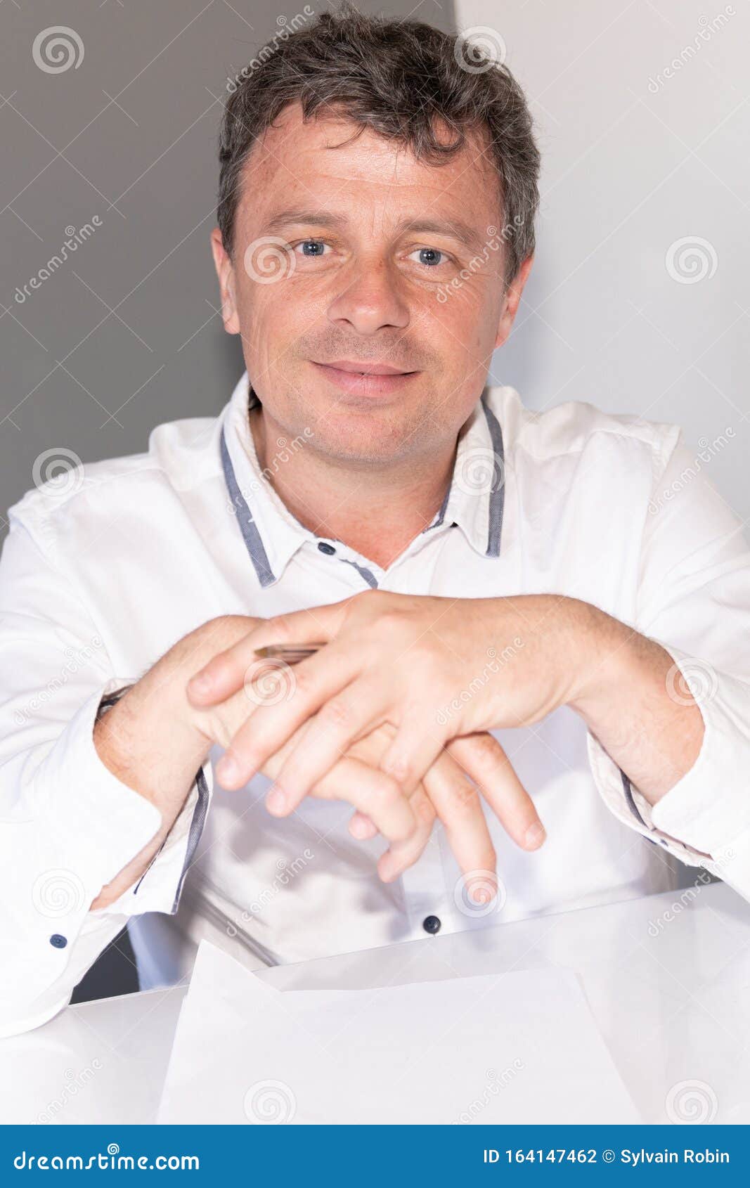 Middle Aged Man Work Home Portrait Relax Looking Stock Photo - Image of ...