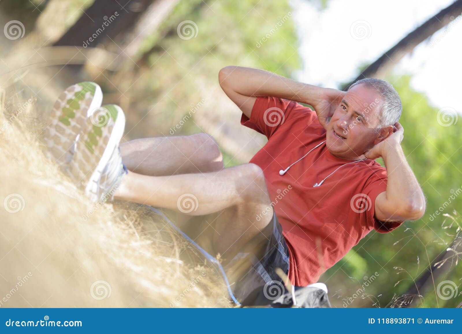 Middle-aged Man Working Out Outside Stock Image - Image of muscular ...