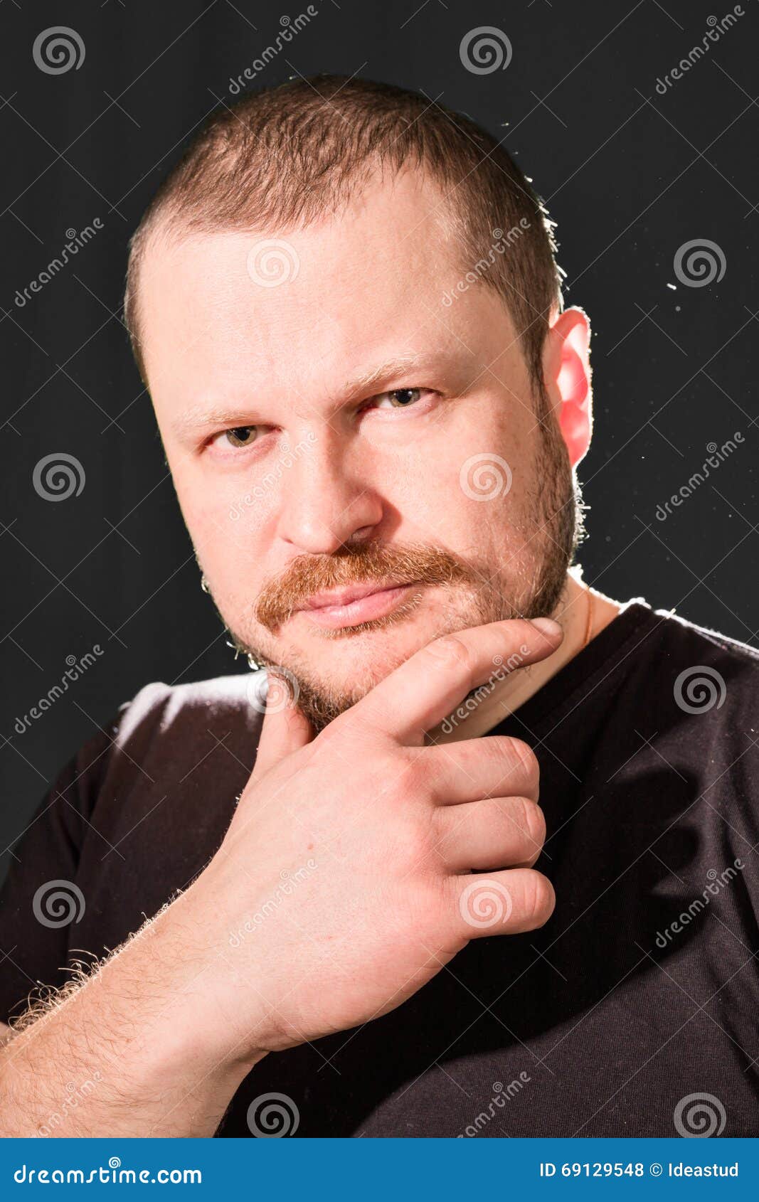 Middle-aged Manwith Beard Monochrome Portrait Stock Photo - Image of ...