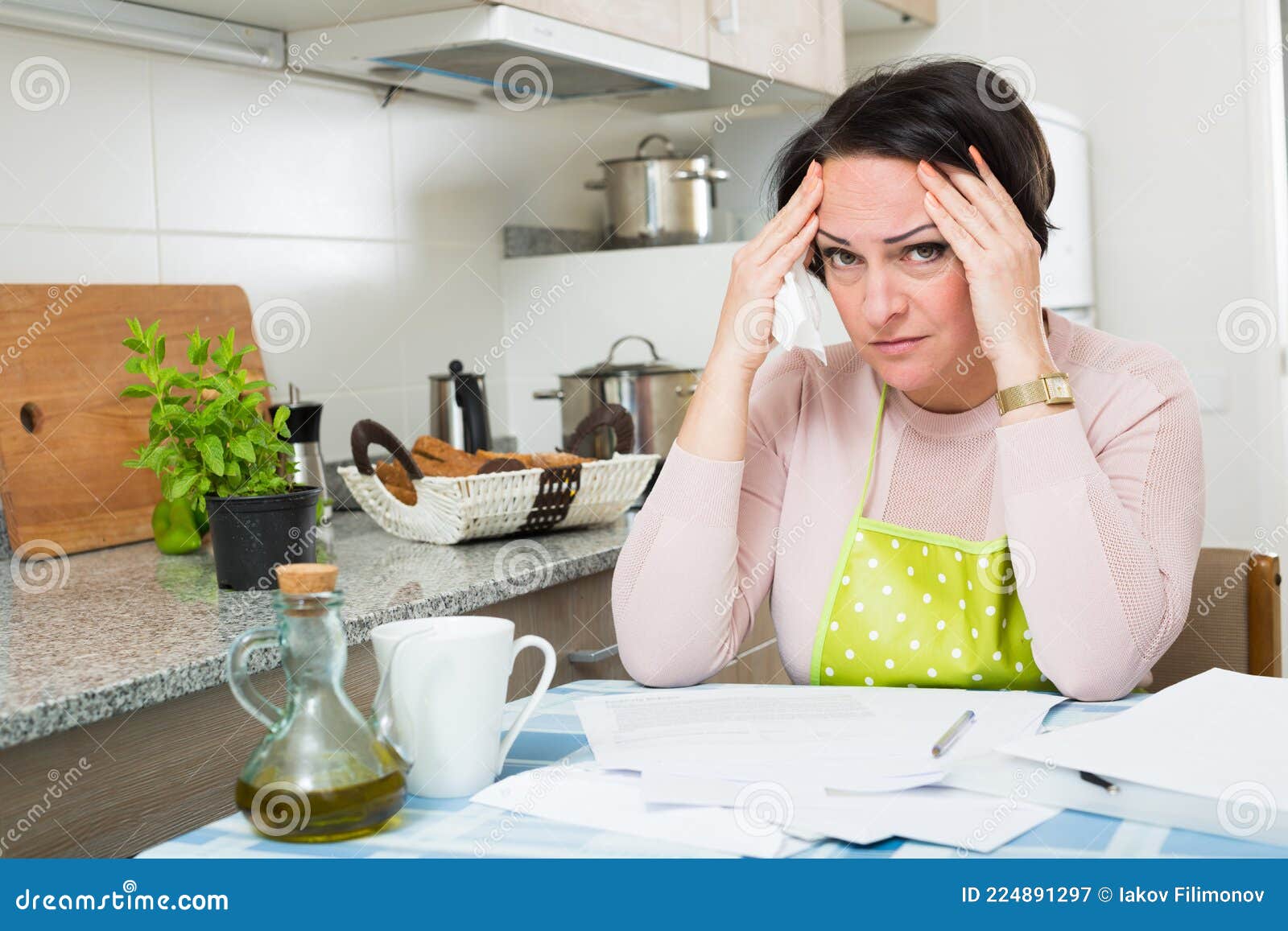 Upset Woman with Bills Crying at Home Stock Image - Image of 4050 ...