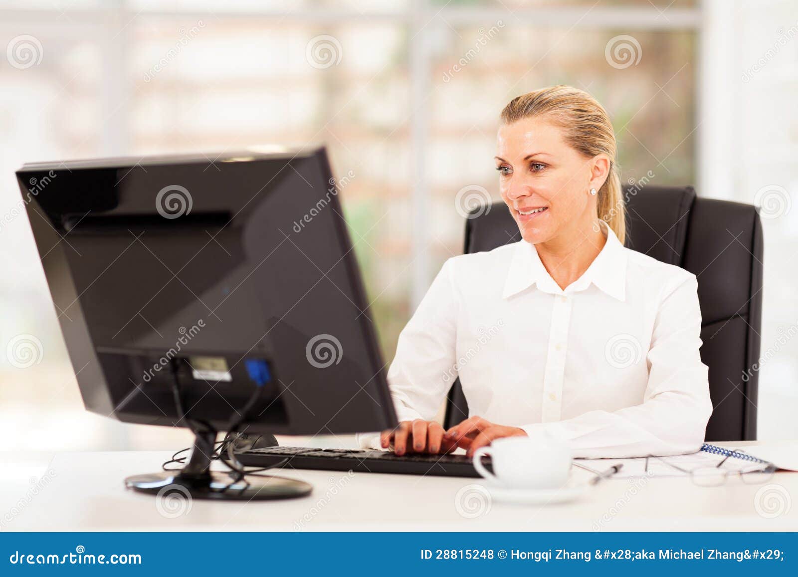 Middle aged office worker stock photo. Image of pretty - 28815248