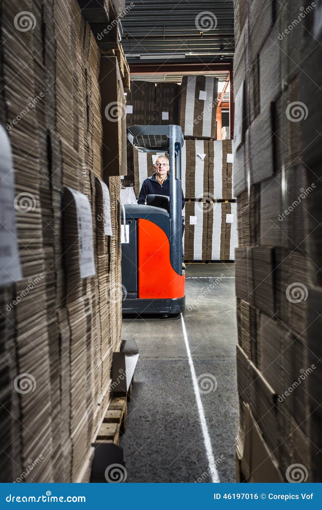 Middle Aged Reach Truck Driver Stock Photo - Image of portrait, hauling ...