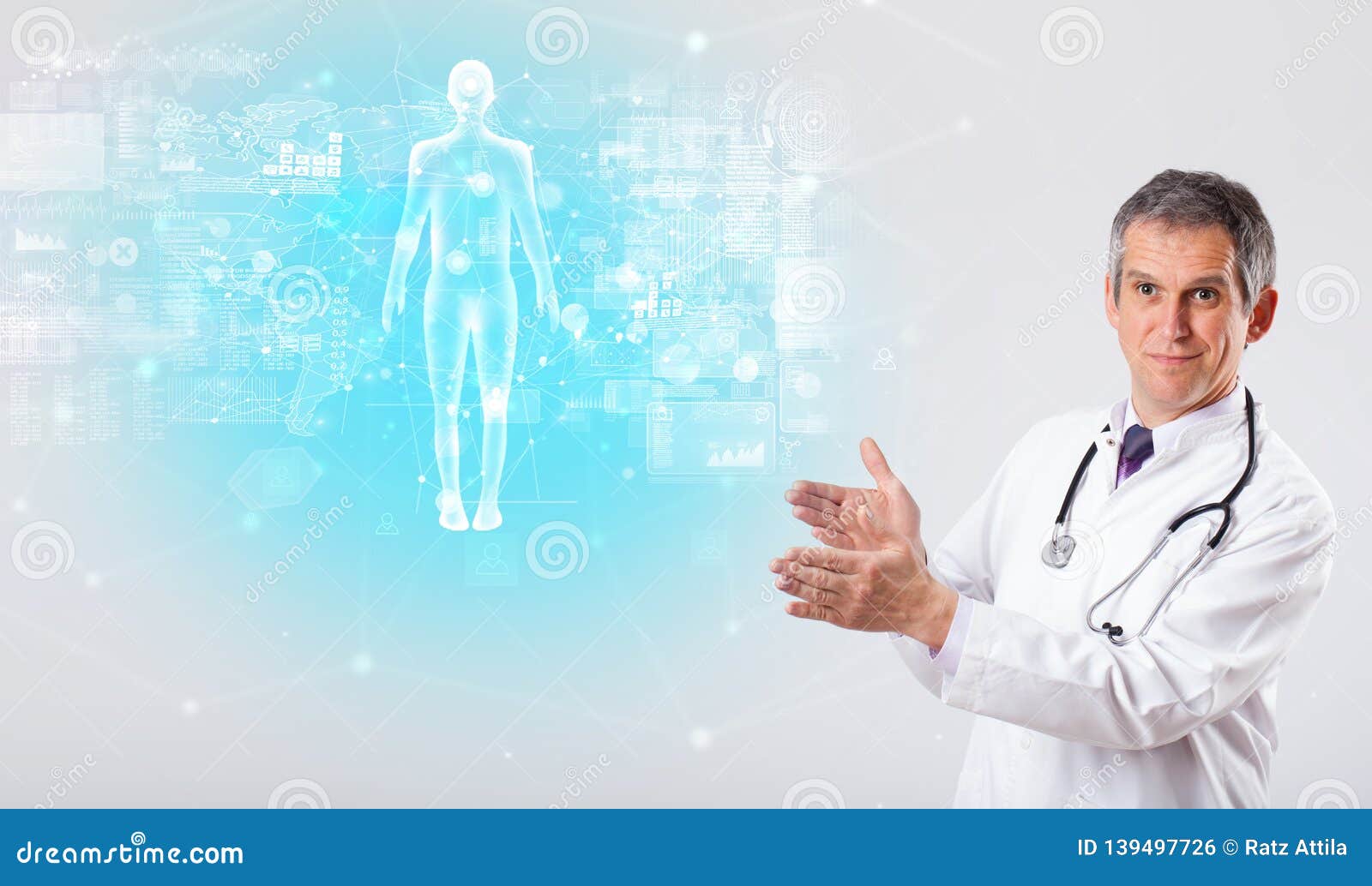Professional Doctor with Full Body Map Concept Stock Photo - Image of ...