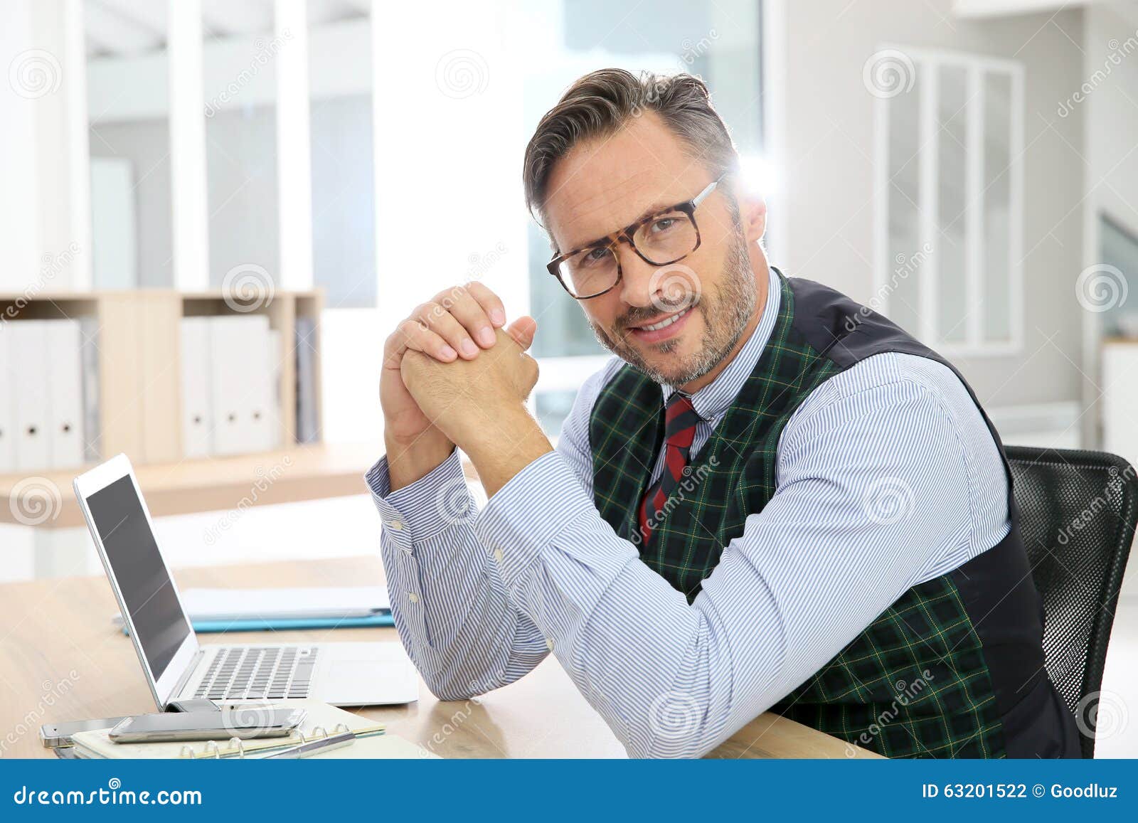 Middle-aged Stylish Man at Office Stock Photo - Image of fashionable ...
