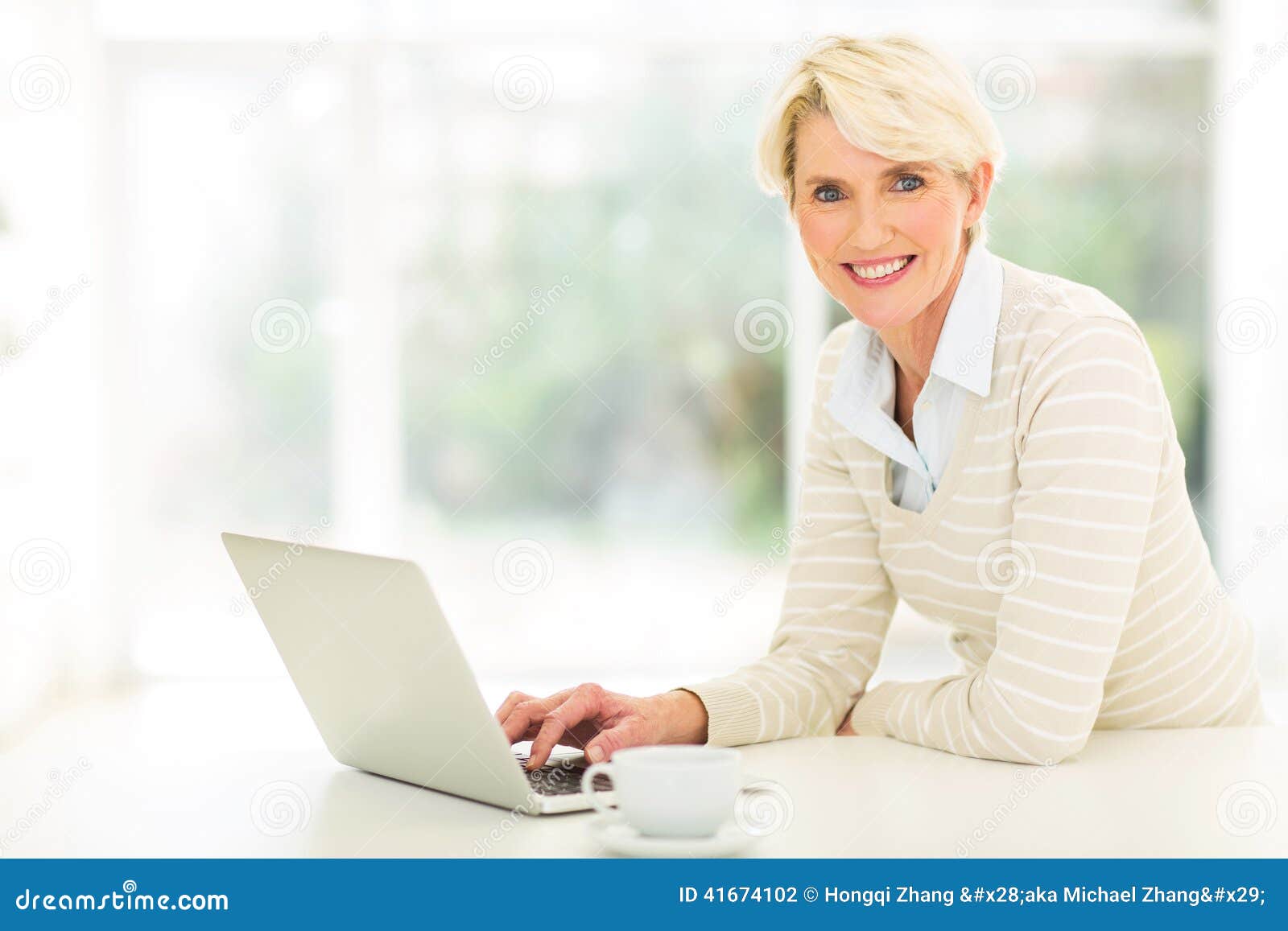 Middle aged woman computer stock photo. Image of girl - 41674102
