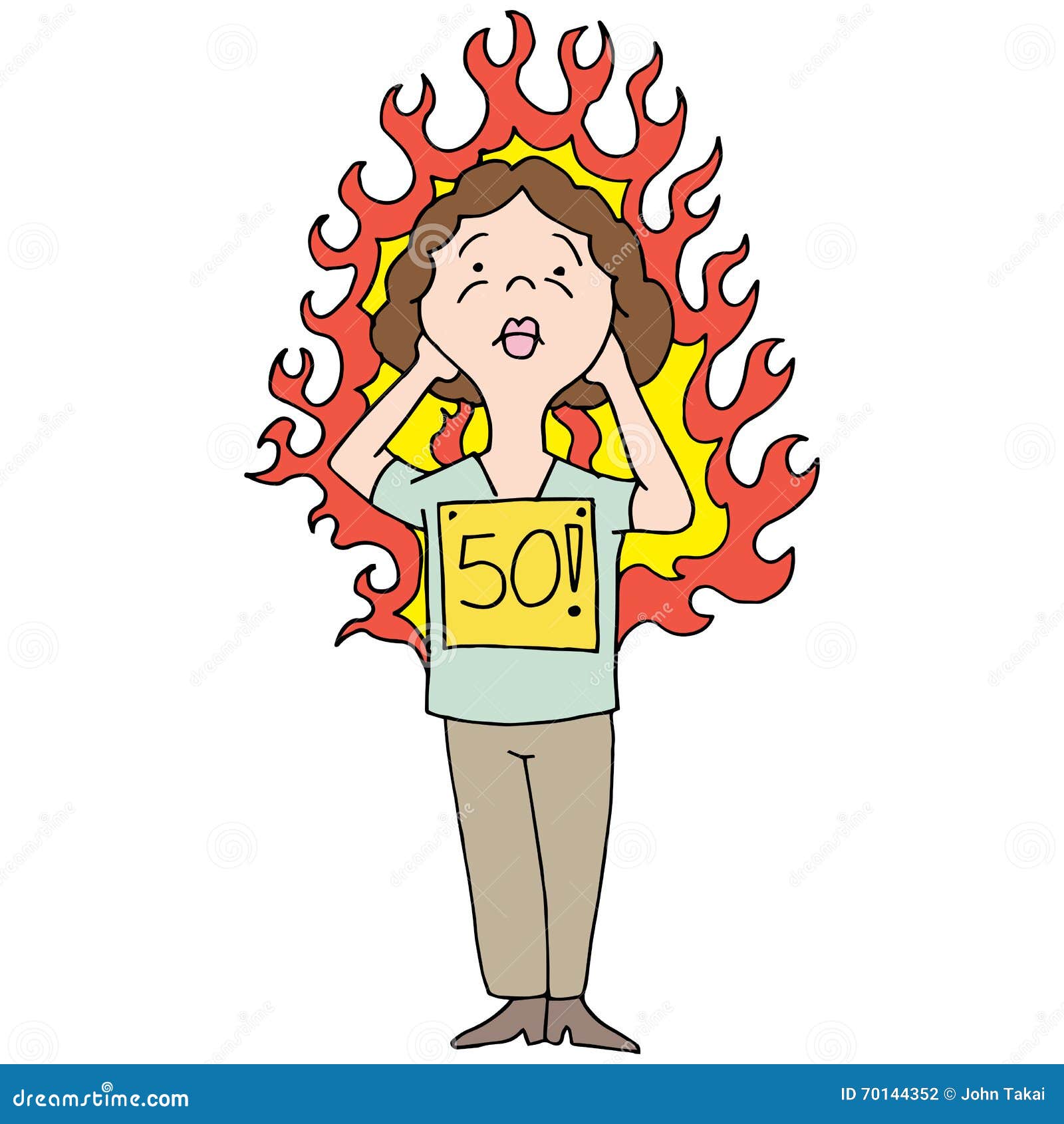 Middle Aged Woman Hot Flash Stock Vector - Illustration of vector ...