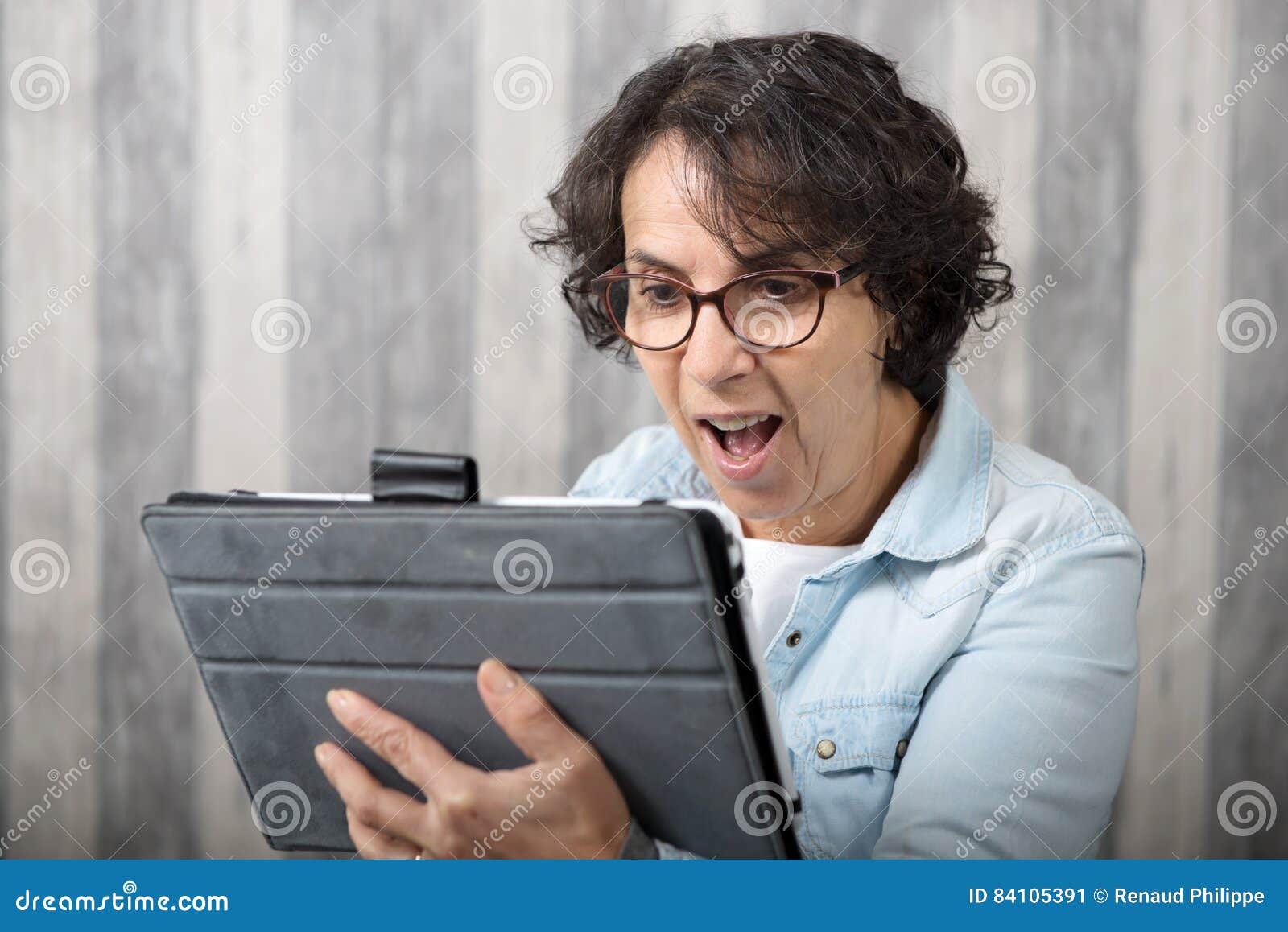 Middle-aged Woman Making a Distant Call on Internet Stock Image - Image ...